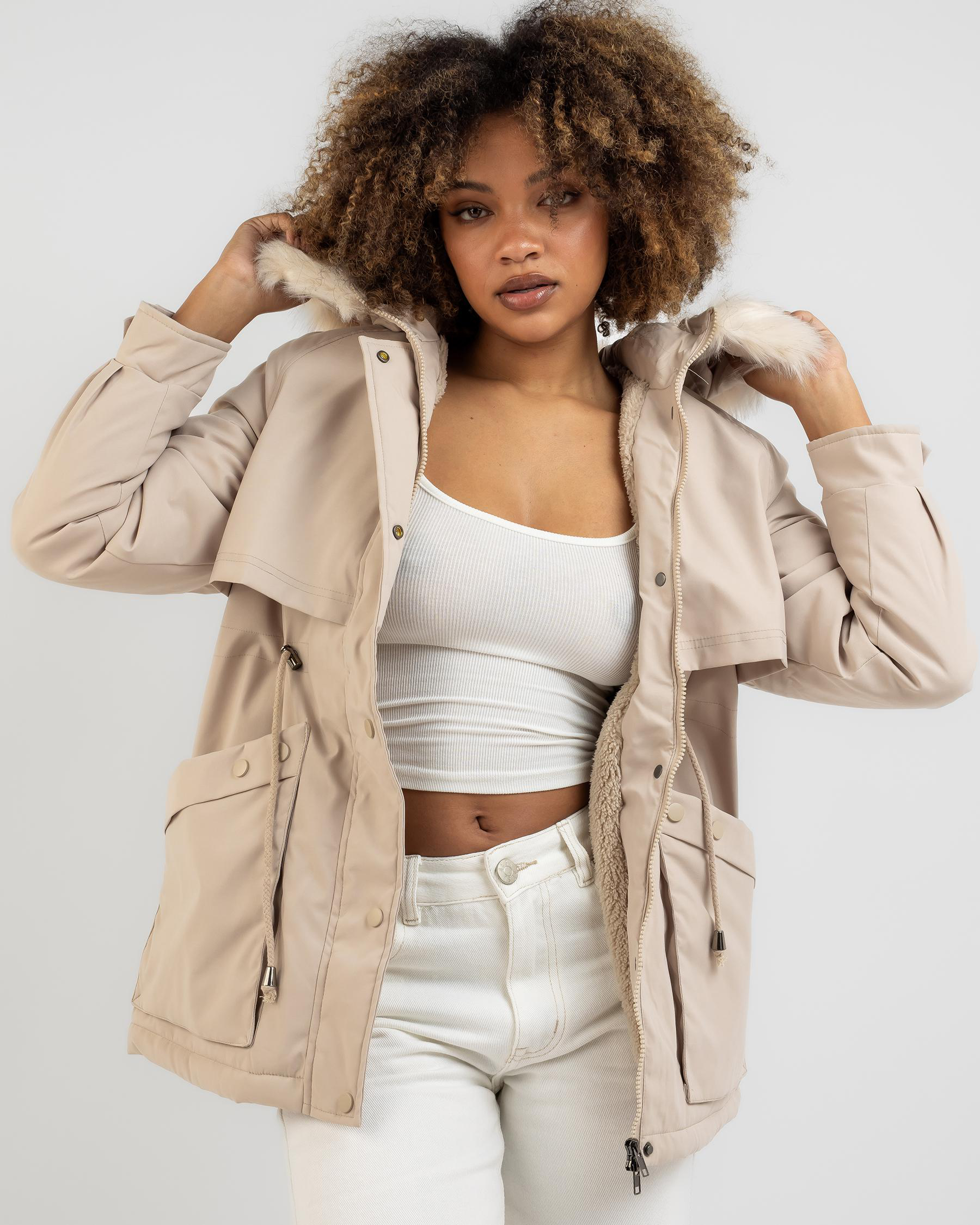 Shop Ava And Ever Everest Anorak Jacket In Cashew - Fast Shipping ...