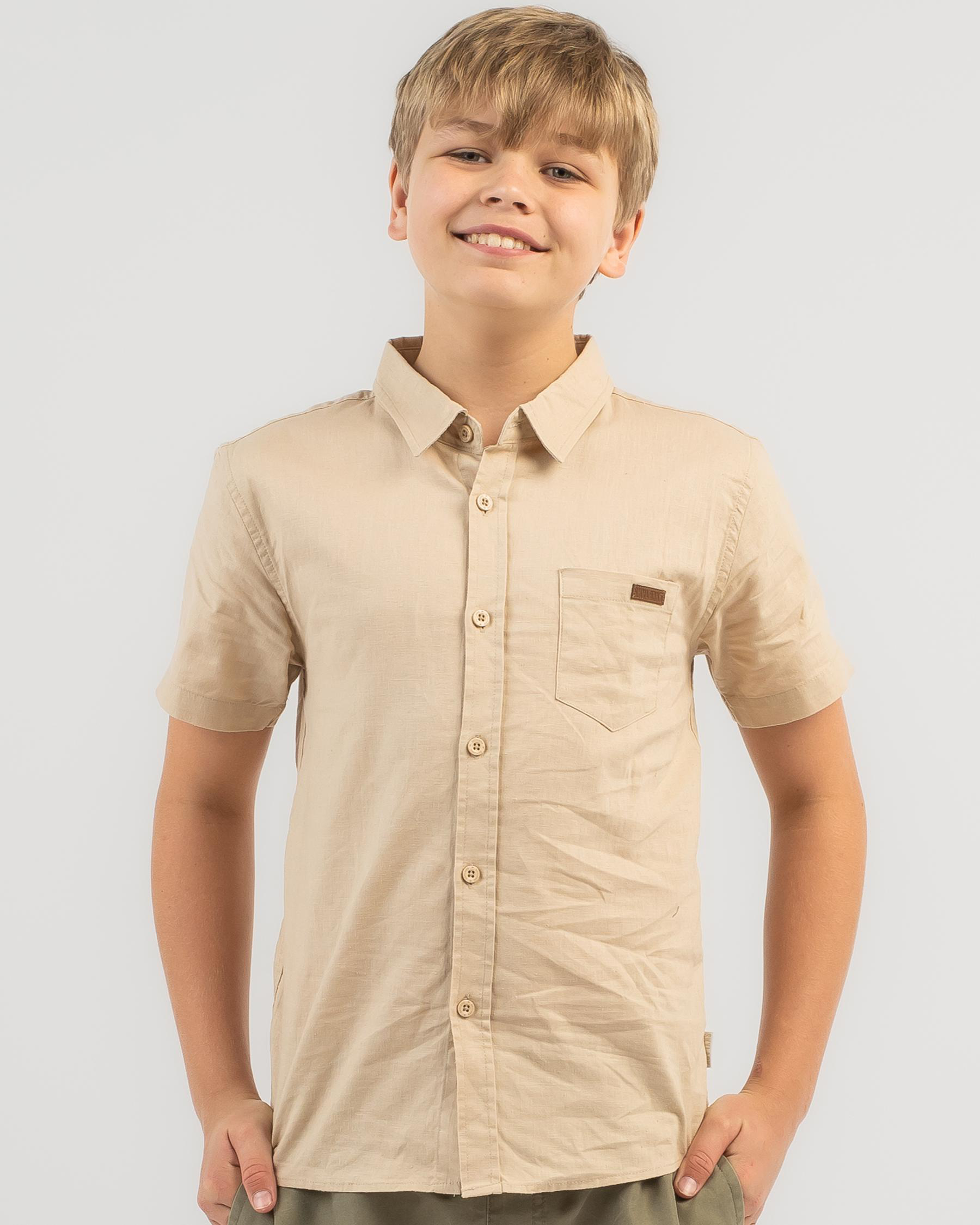 Shop Skylark Boys' Hemp Short Sleeve Shirt In Tan - Fast Shipping ...