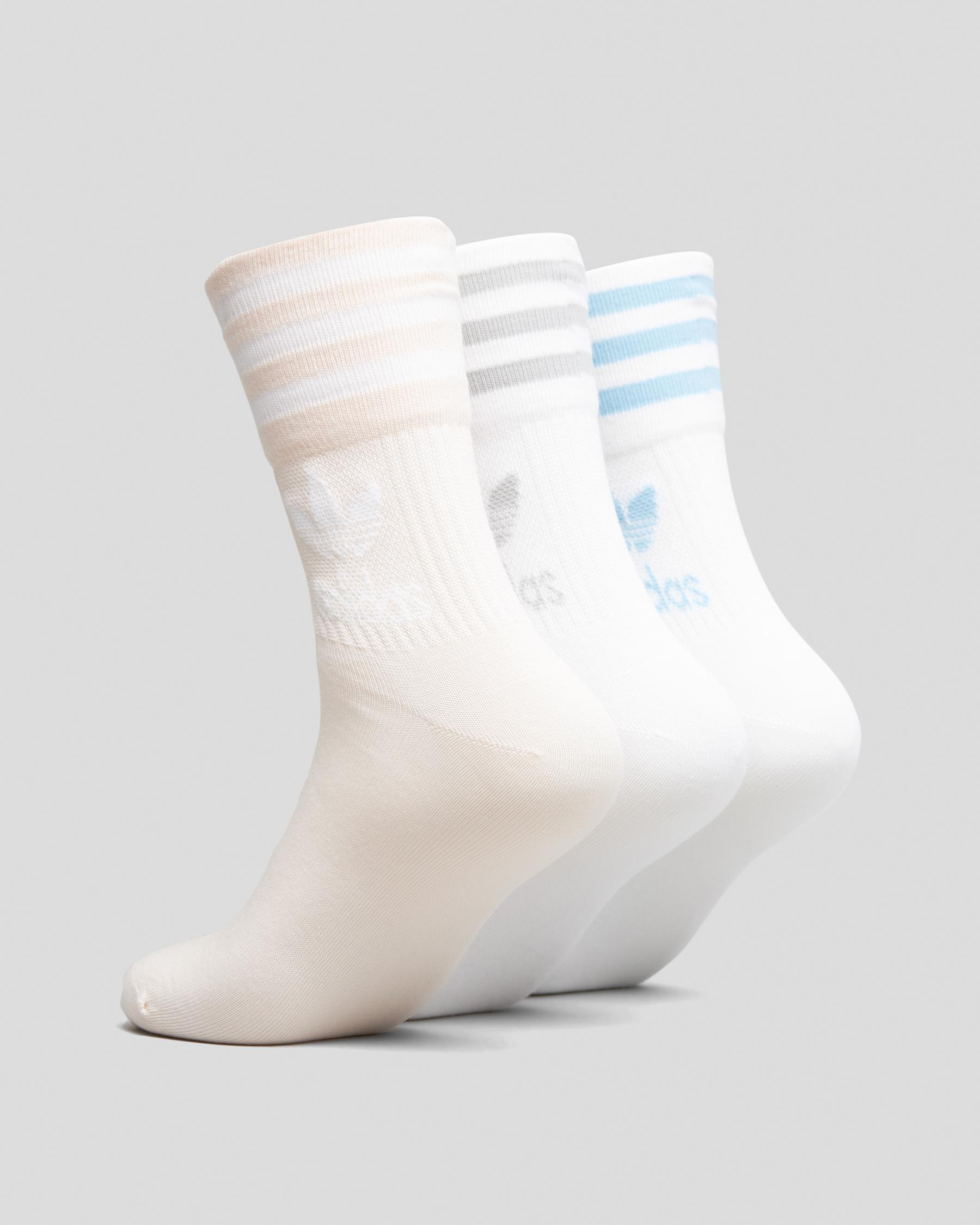 Shop adidas Womens Mid Cut Crew Sock Pack In White/white/wonder Quartz ...