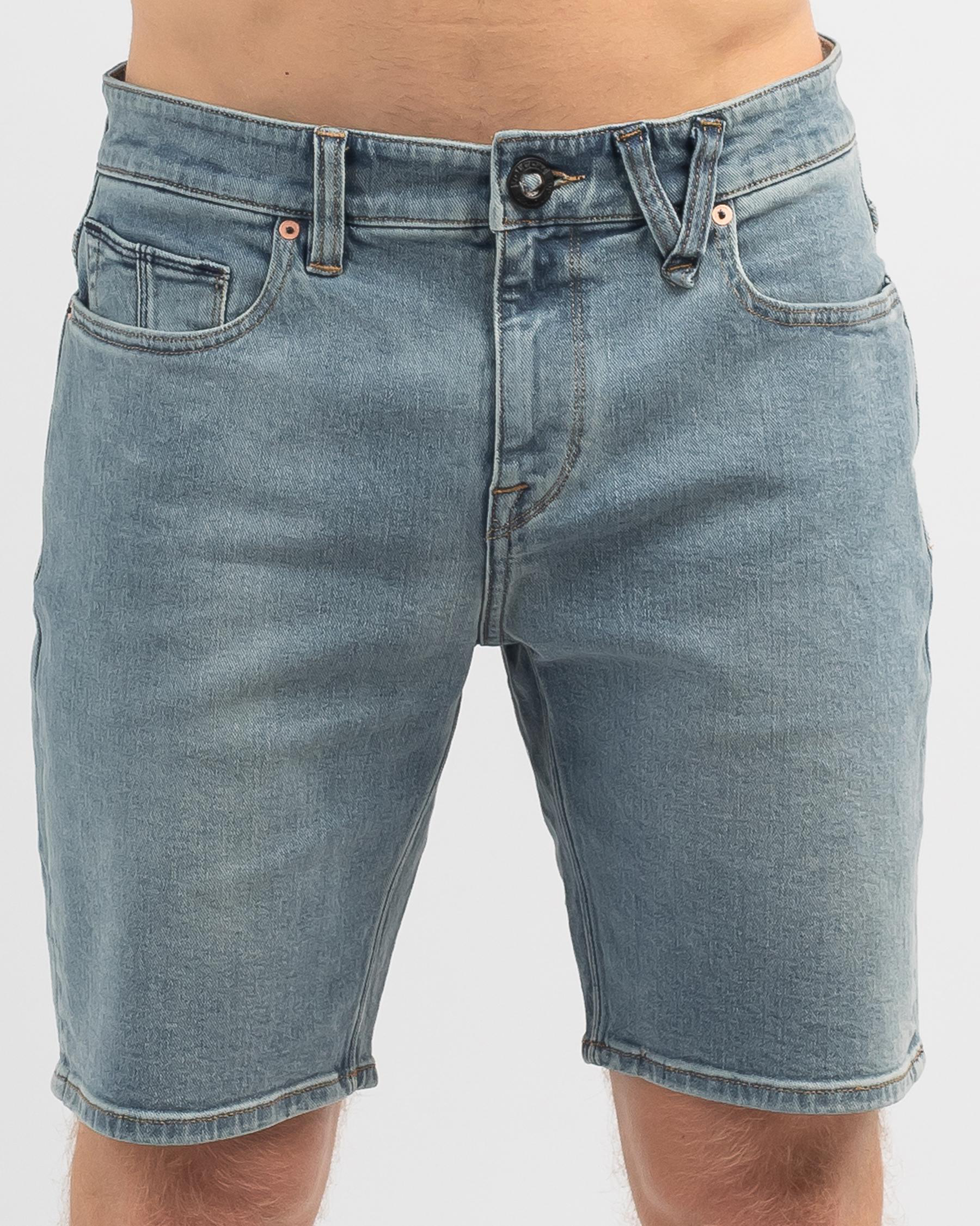Shop Volcom Solver 19" Denim Shorts In Old Town Indigo - Fast Shipping ...