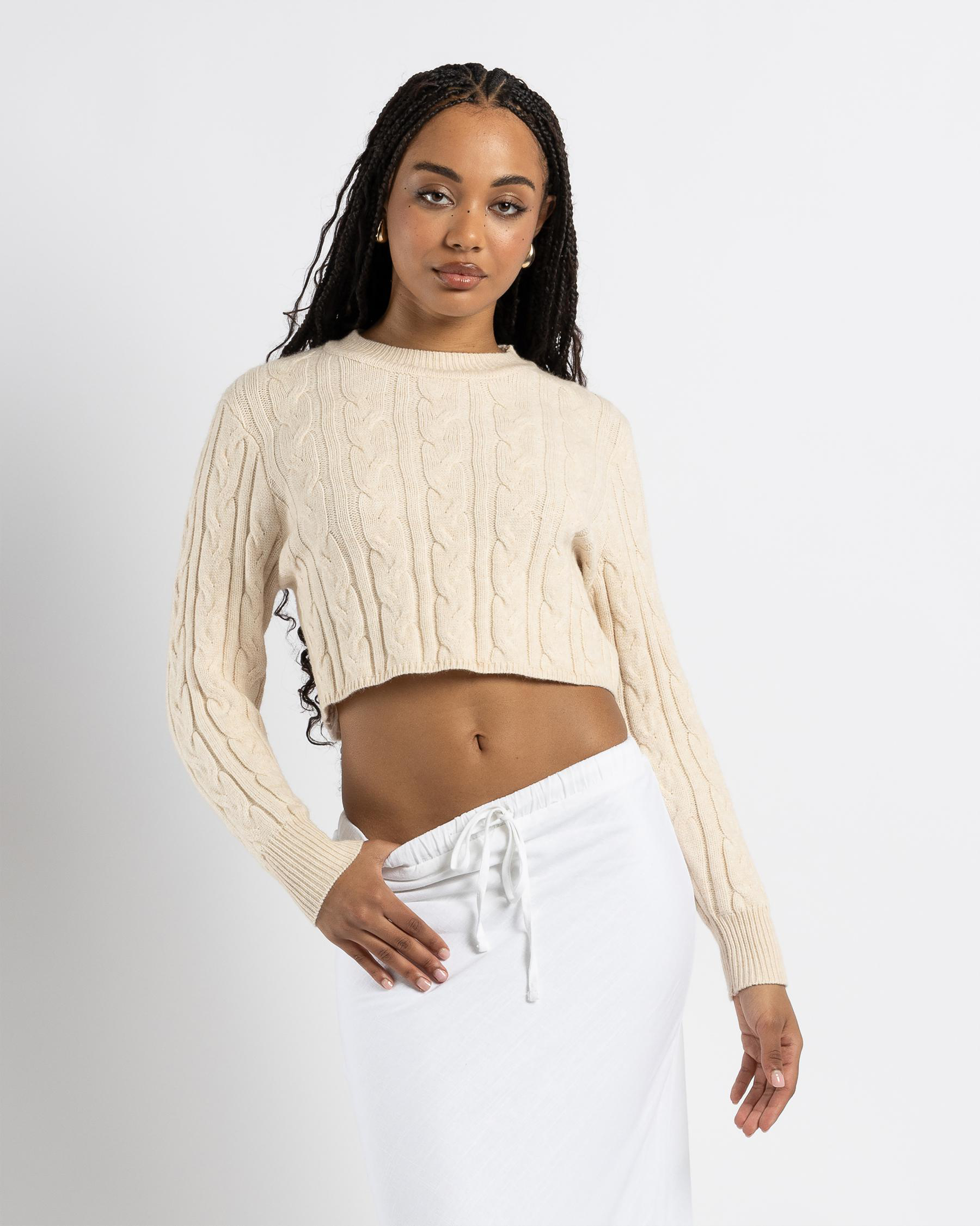 Shop Ava And Ever Bookworm Cable Knit Jumper In Seashell - Fast ...