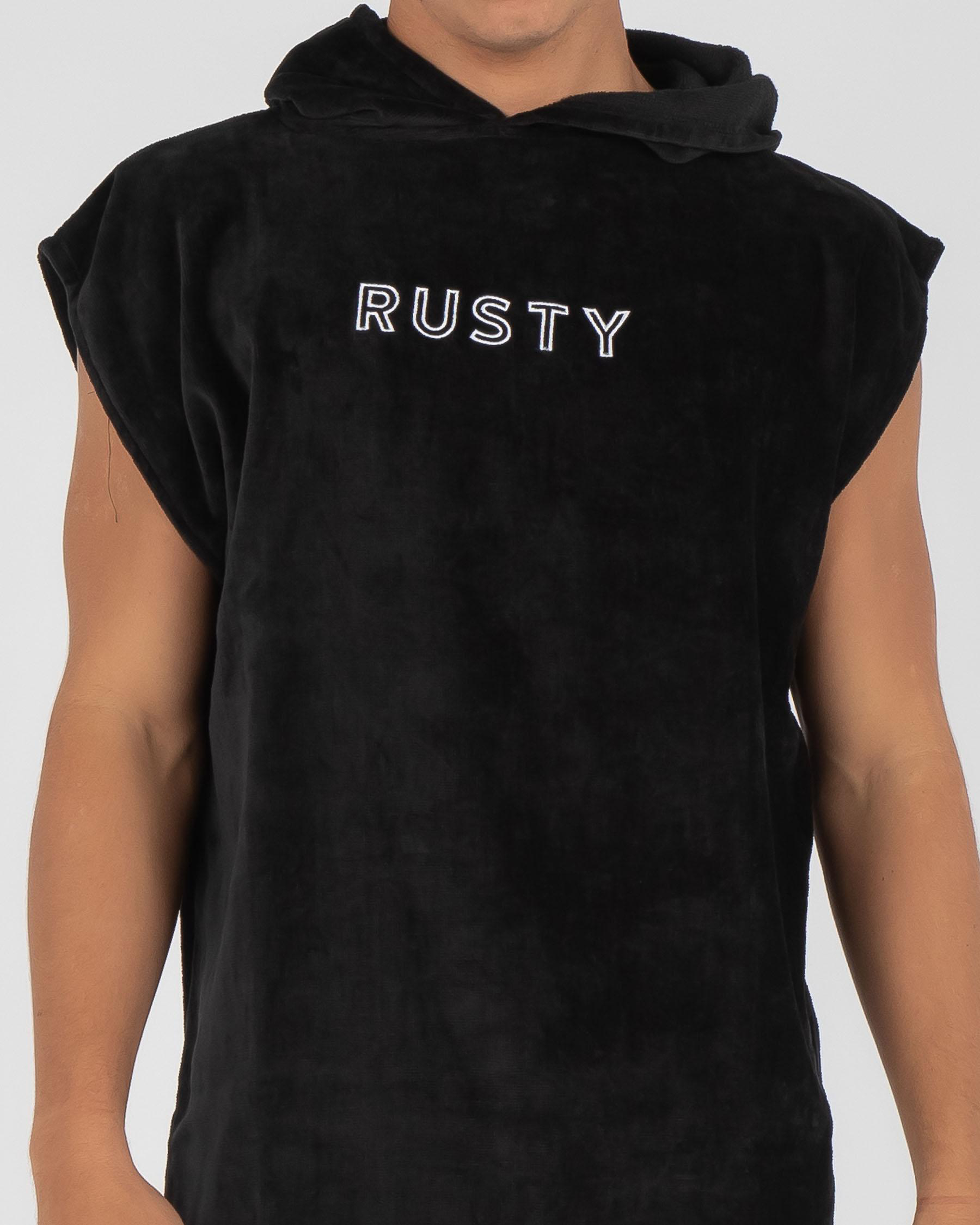Shop Rusty Just Surfing Hooded Towel In Black - Fast Shipping & Easy ...