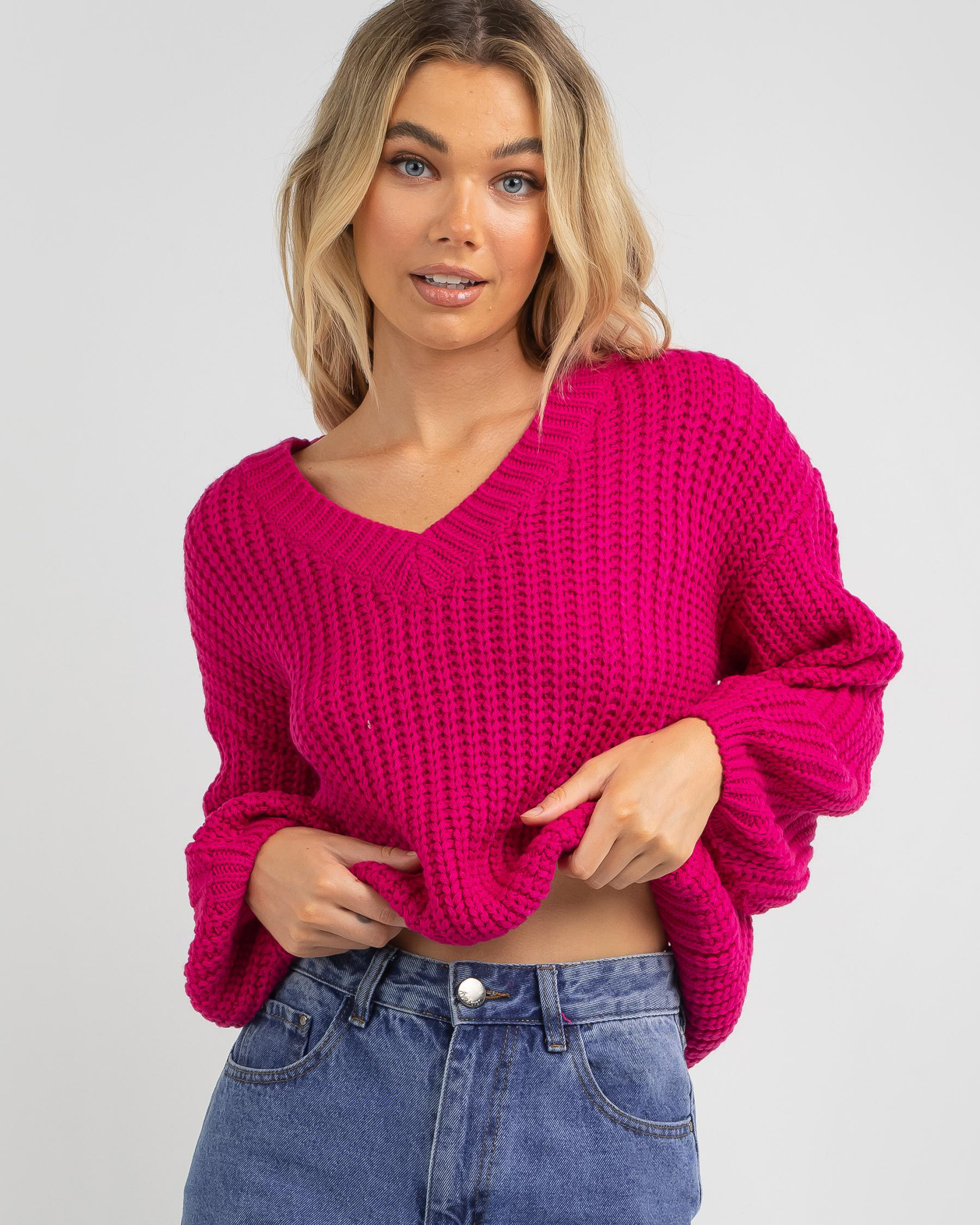 Shop Mooloola Whitehaven Knit Jumper In Electric Magenta - Fast ...