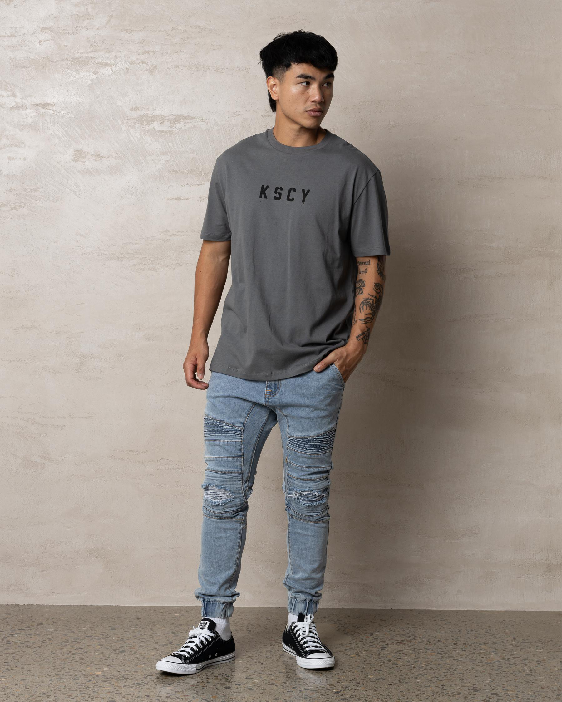 Shop Kiss Chacey No More Saints Relaxed T-Shirt In Charcoal - Fast ...