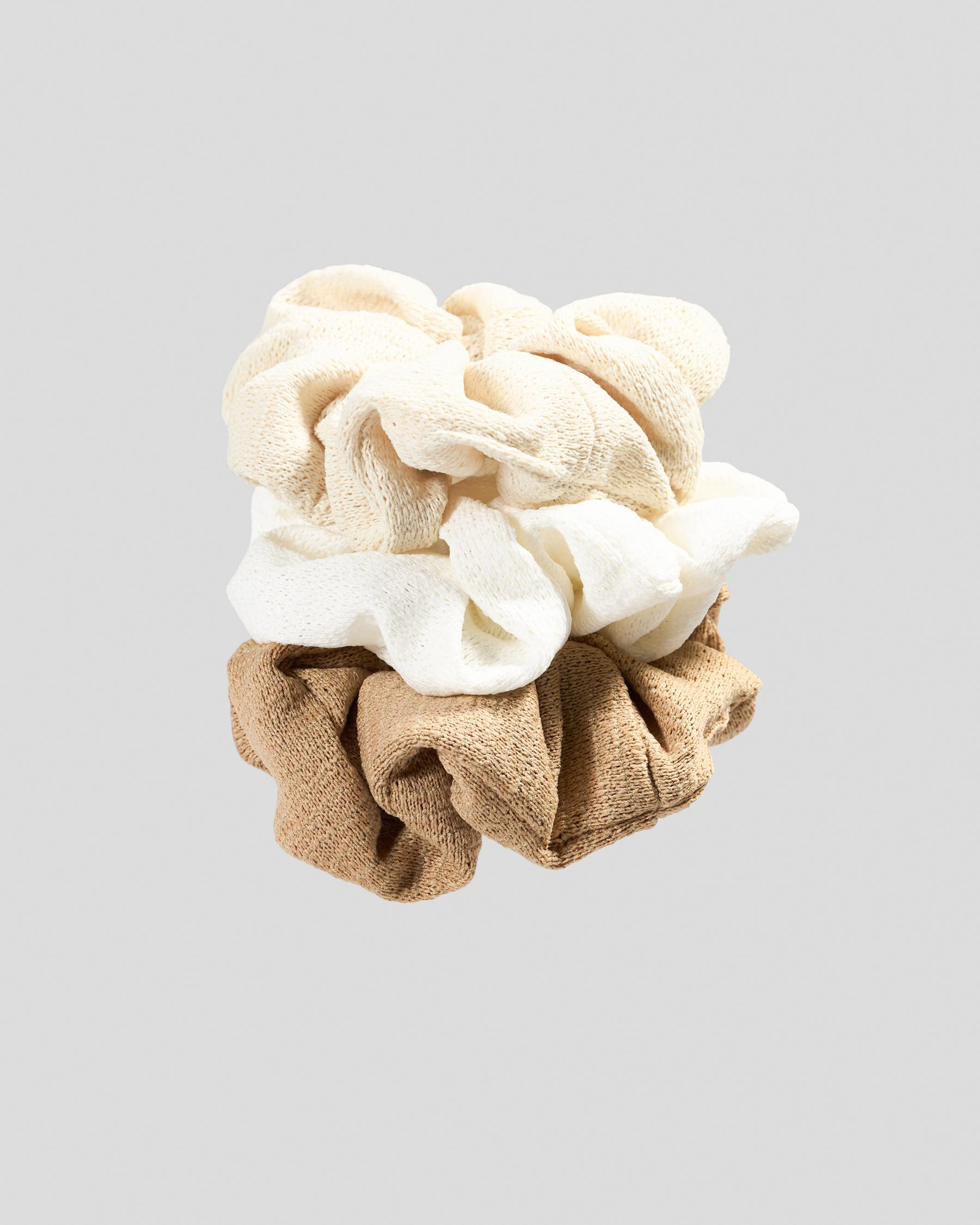 Shop Karyn In LA Nia Scrunchie Pack In White/cream/taupe - Fast ...