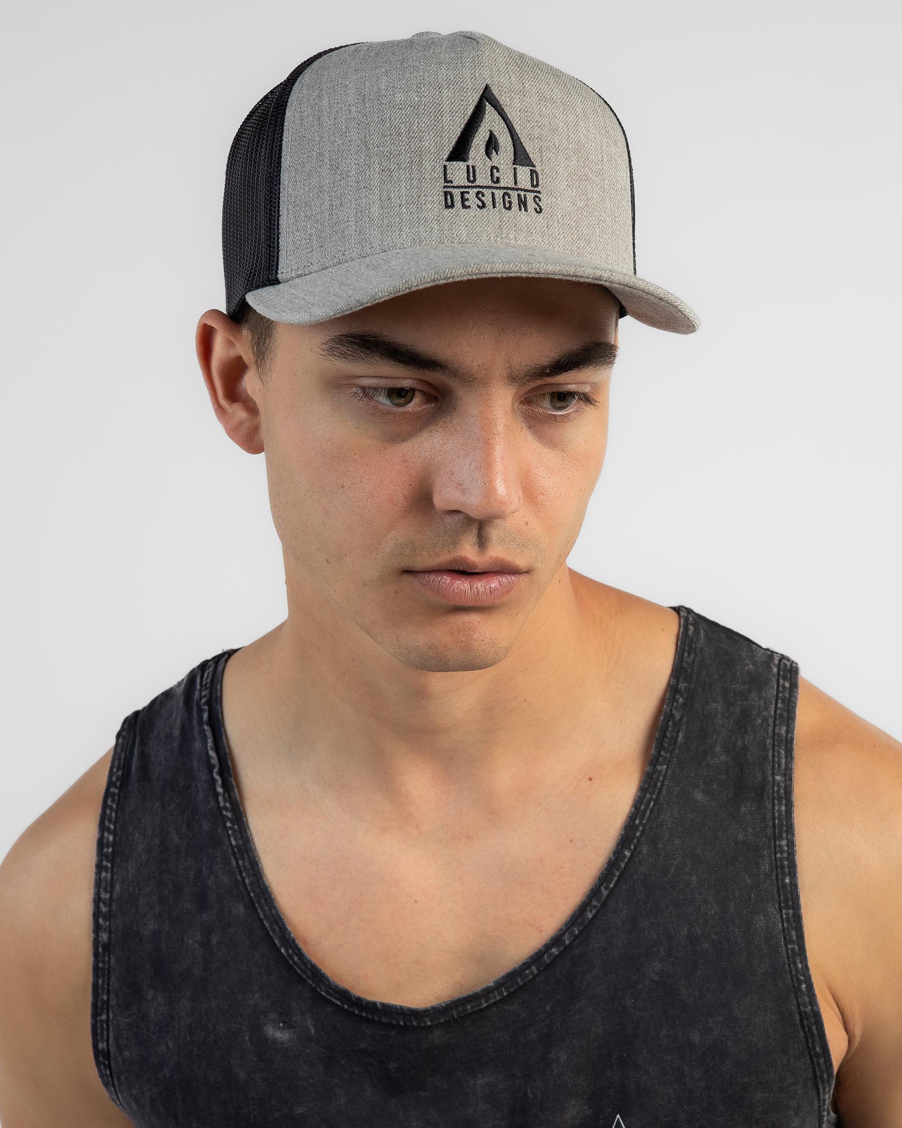 Shop Lucid Flaming Trucker Cap In Grey Marle - Fast Shipping & Easy ...