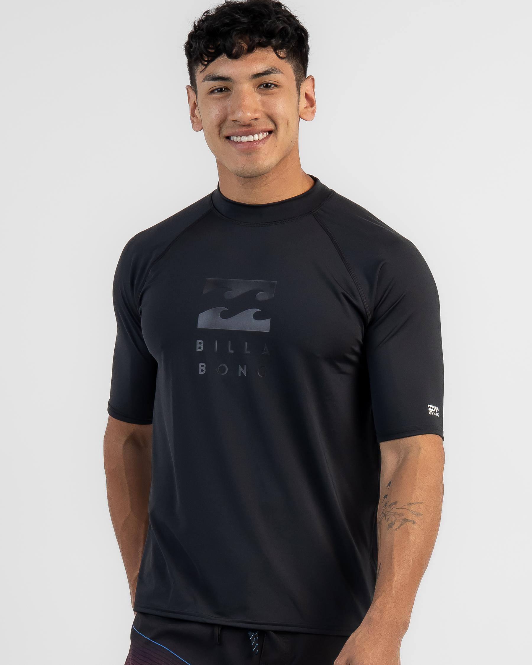 Shop Billabong Union Short Sleeve Rash Vest In Stealth - Fast Shipping ...