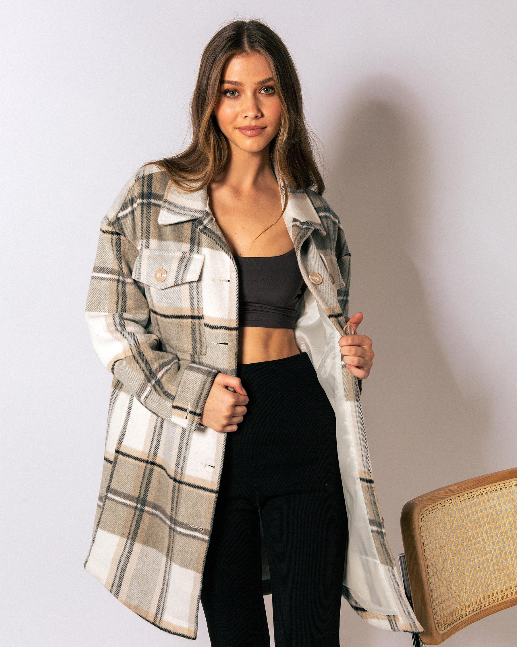 Shop Ava And Ever Ava & Ever Roxie Shacket In Earth - Fast Shipping ...