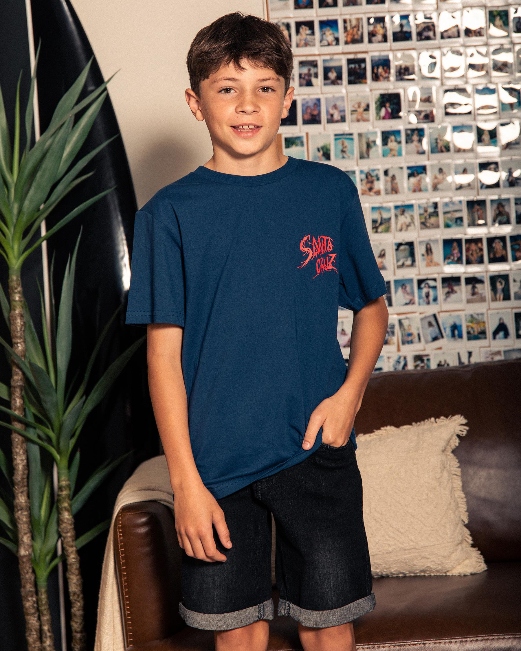 Shop Santa Cruz Boys' Wolf Slasher T-Shirt In Navy - Fast Shipping ...