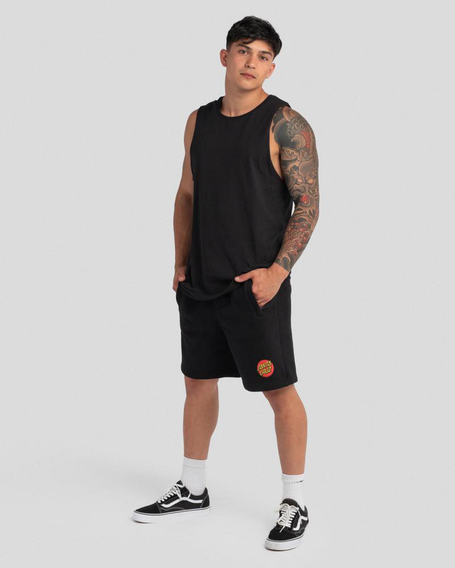 Shop Santa Cruz Classic Dot Track Shorts In Black - Fast Shipping ...