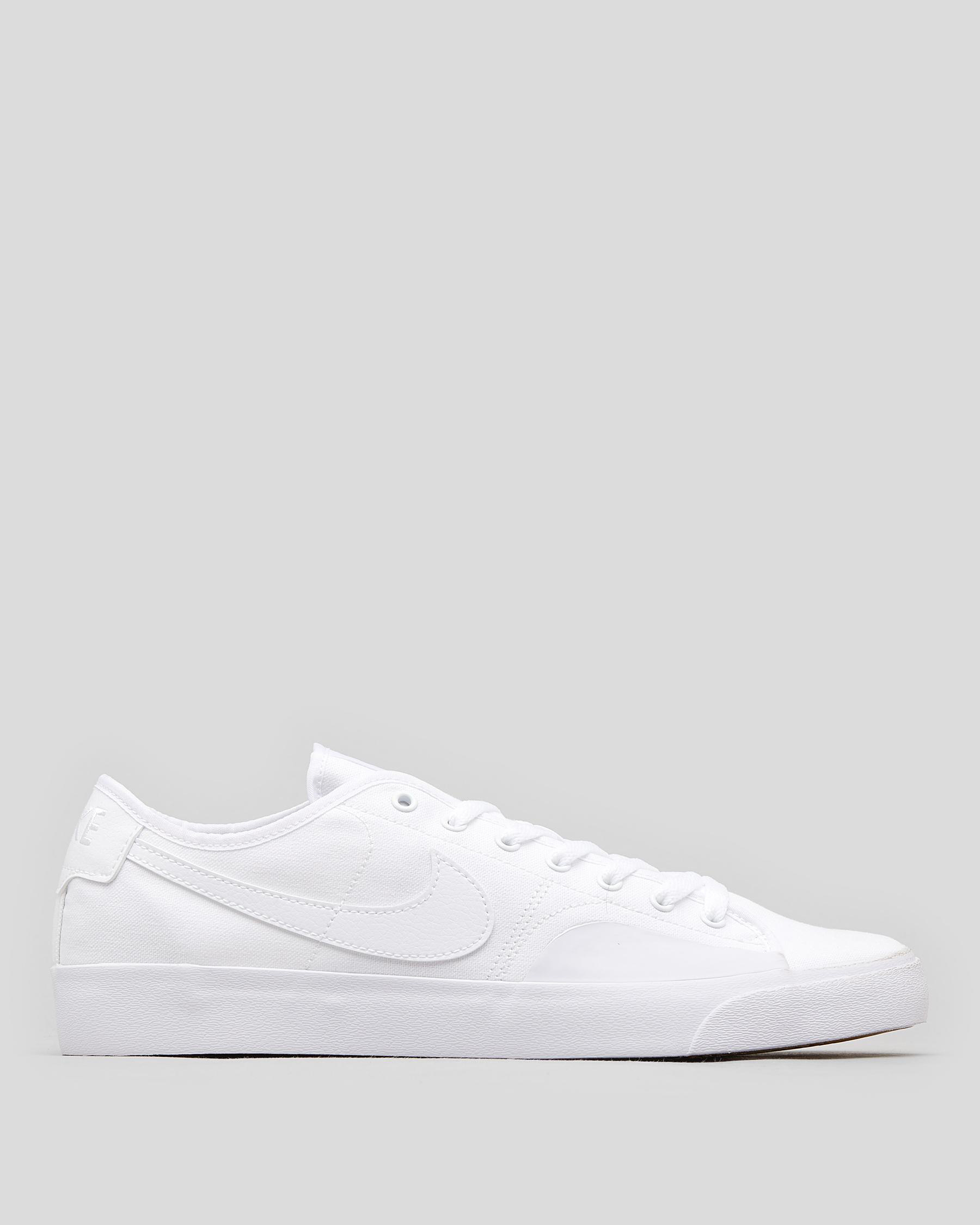 Shop Nike Blazer Court Shoes In White/white-white-white - Fast Shipping ...