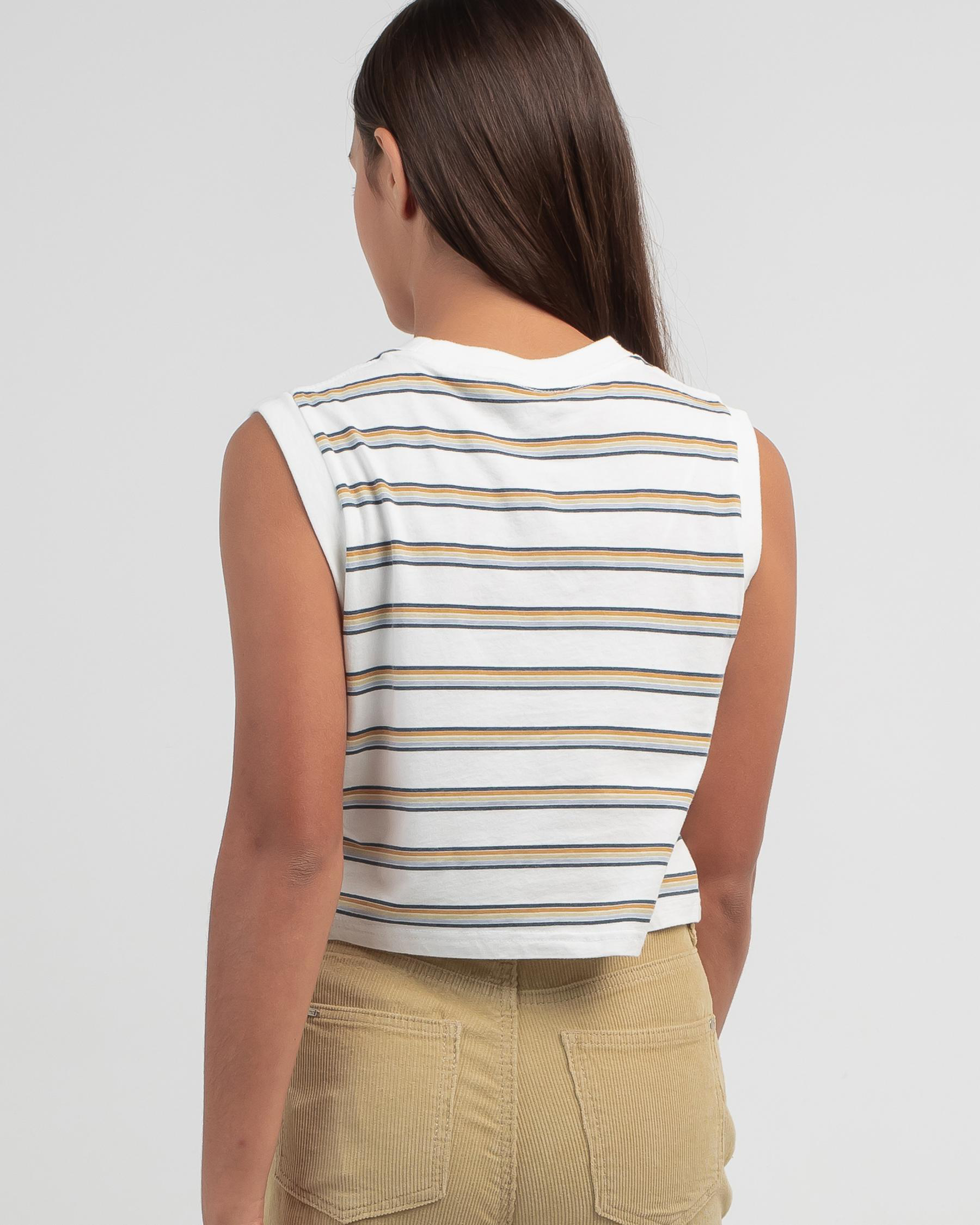 Shop Rusty Girls' Throwback Cropped Tank Top In Moonlit Ocean - Fast ...
