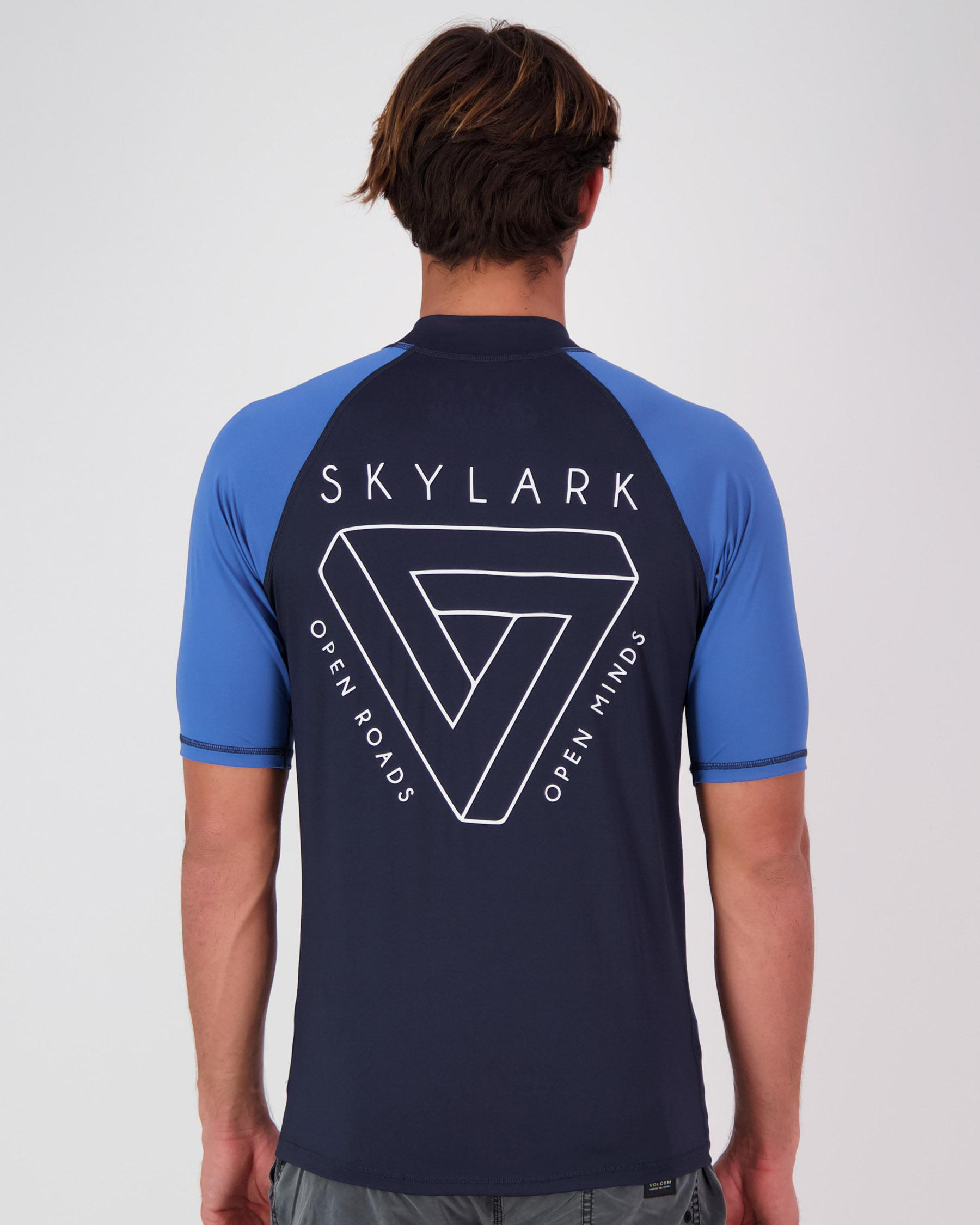 Shop Skylark Plaster Short Sleeve Rash Vest In Navy/blue - Fast ...