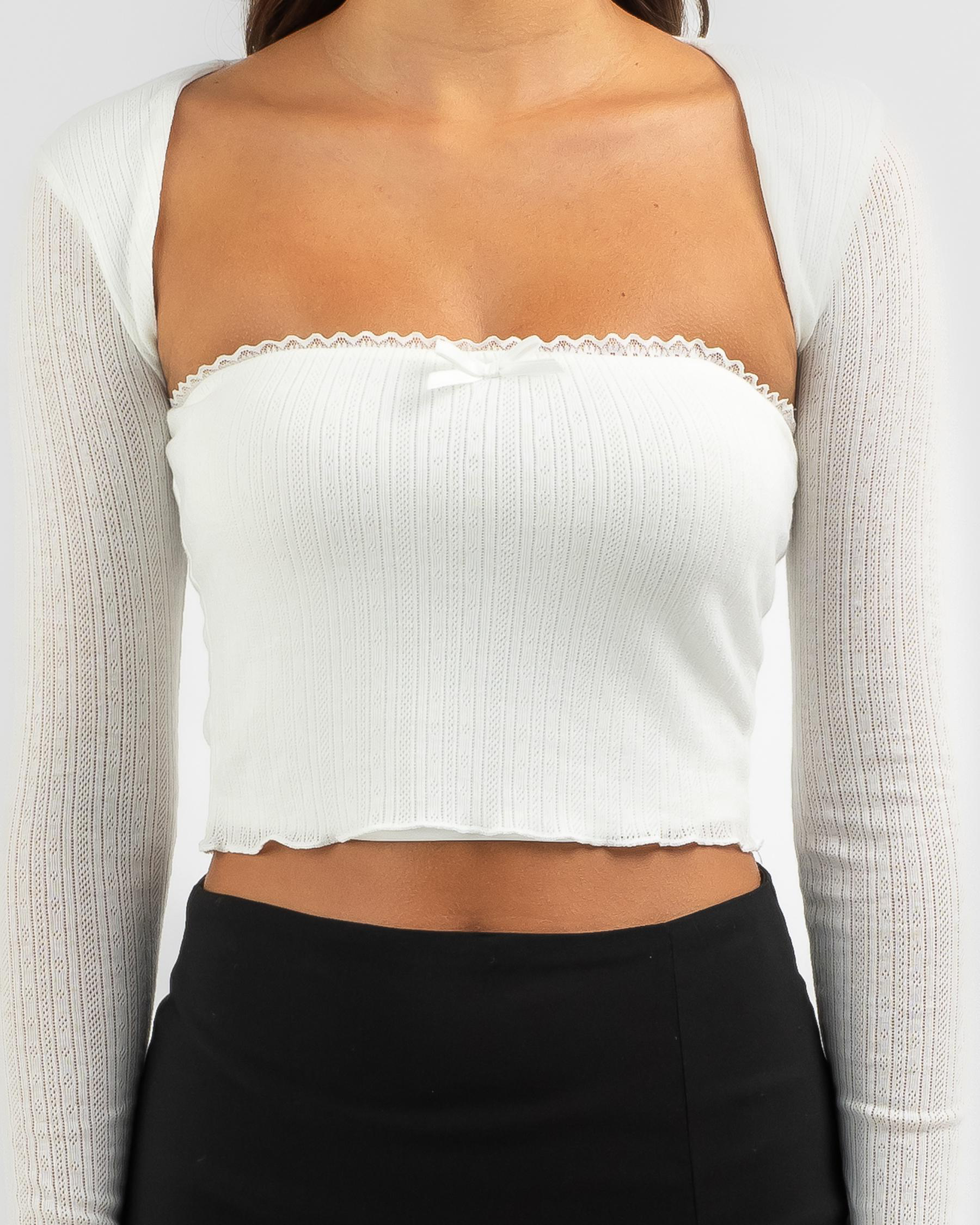 Shop Ava And Ever Shyler Pointelle Bolero In Cream - Fast Shipping ...