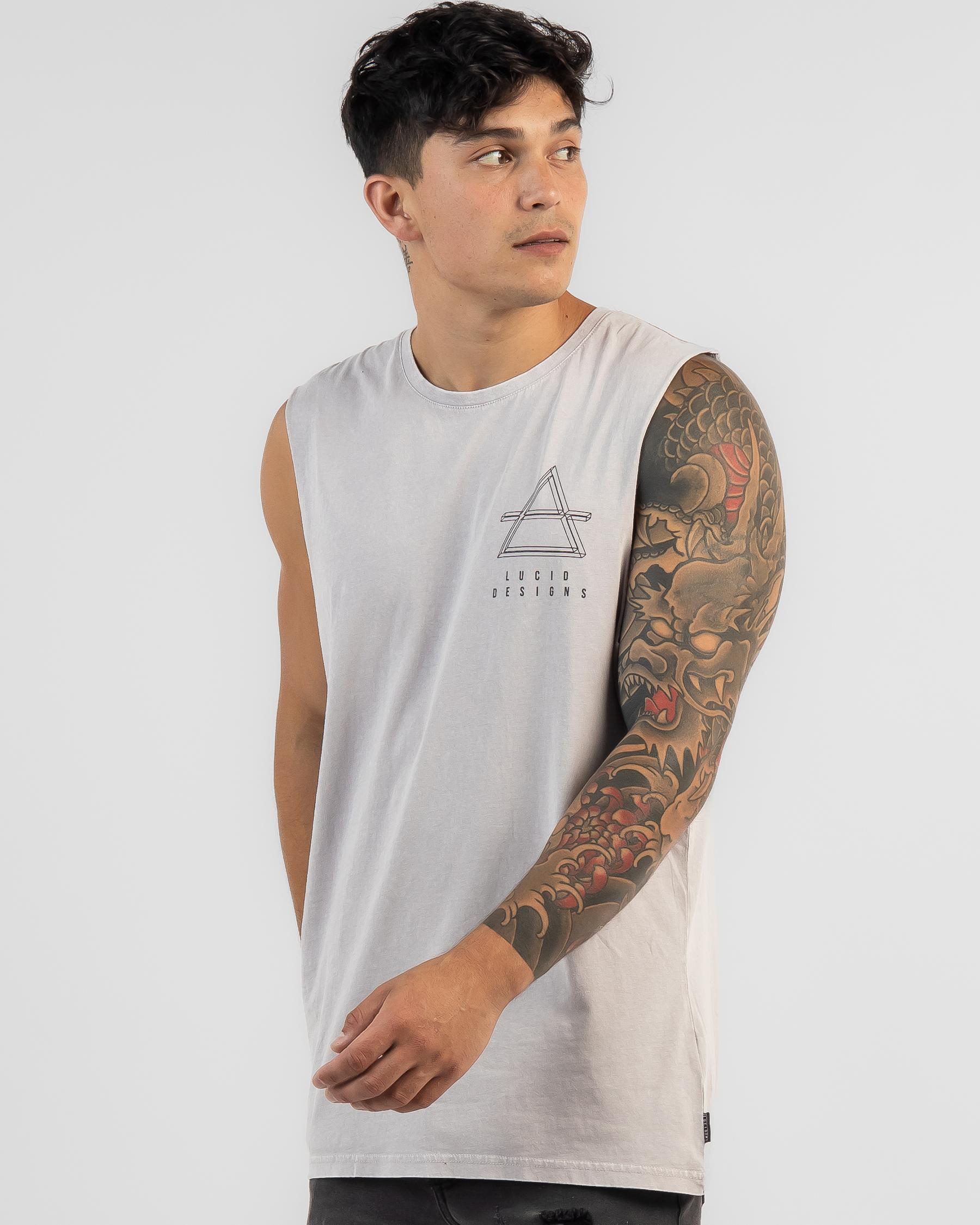 Shop Lucid Crest Muscle Tank In Lt Grey Acid - Fast Shipping & Easy ...