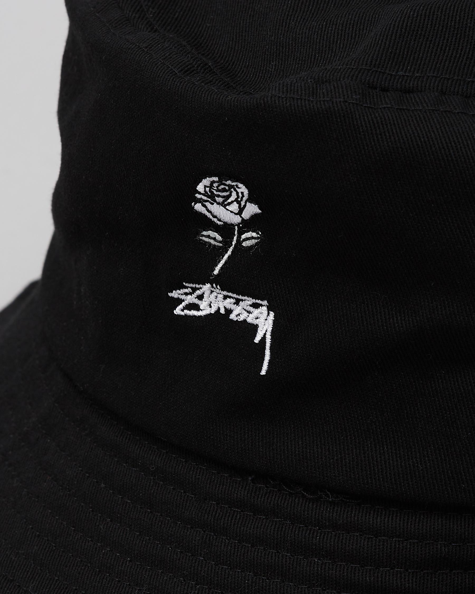 Shop Stussy 80 Rose Bucket Hat In Black - Fast Shipping & Easy Returns ...