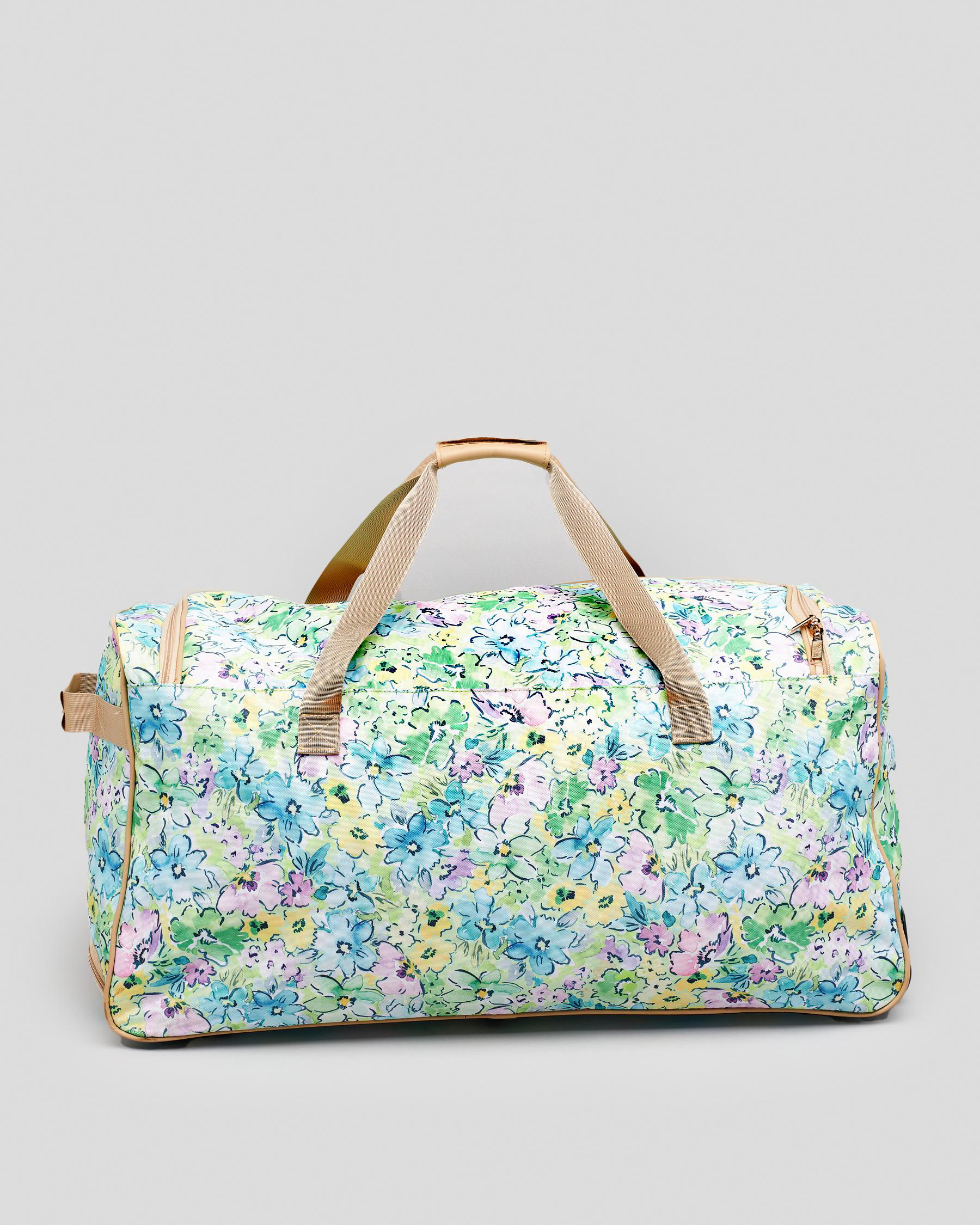 Shop Mooloola Audrey Large Wheeled Travel Bag In Green/blue/pink - Fast ...