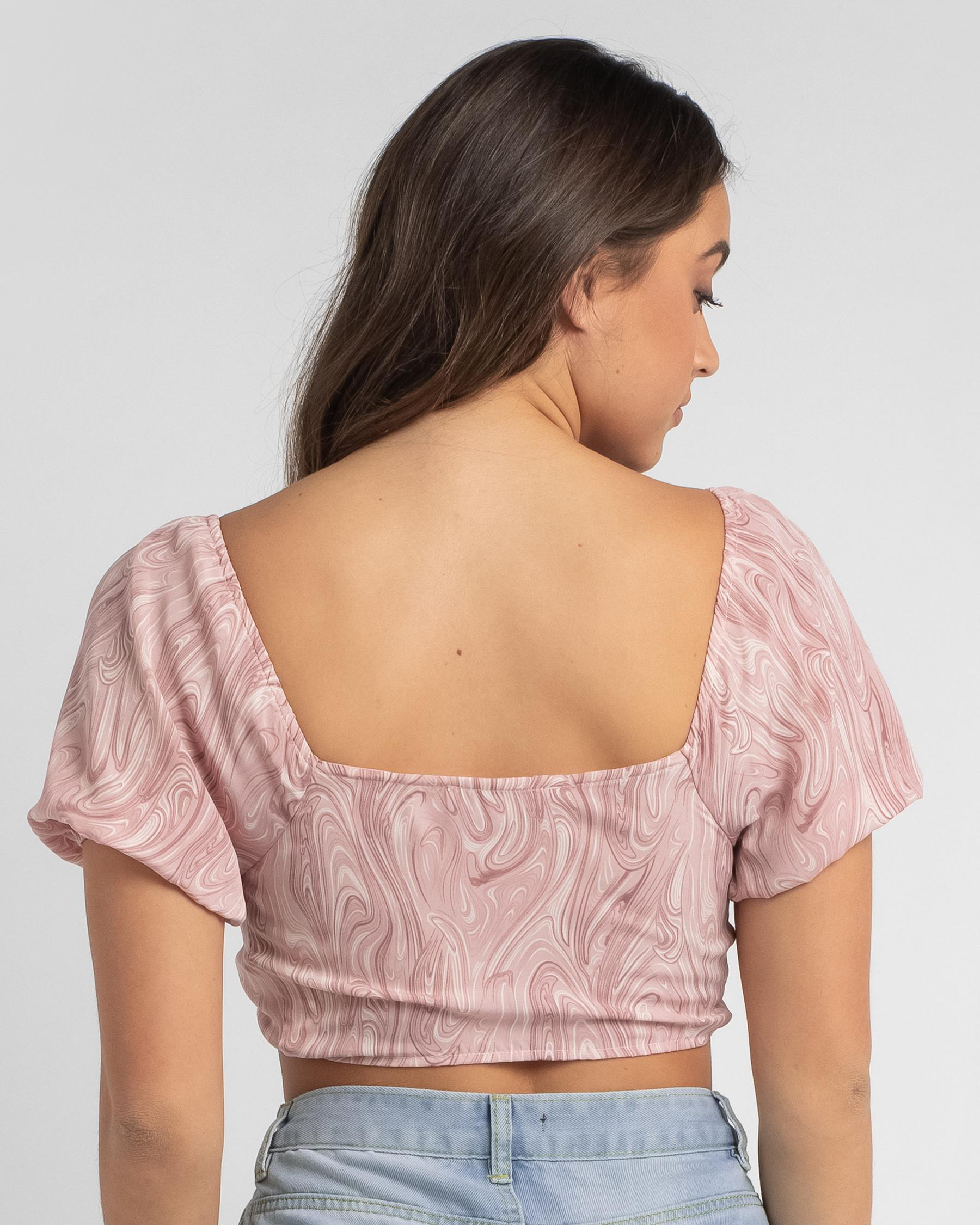 Shop Mooloola Del Rey Top In Pink Marble - Fast Shipping & Easy Returns ...