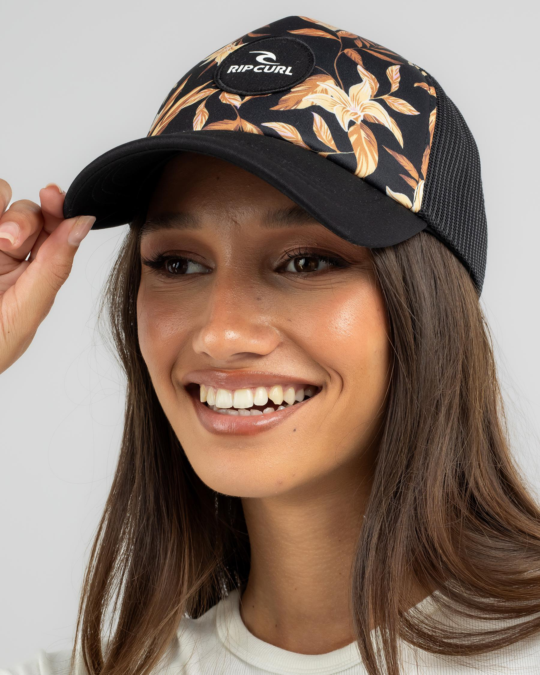 Shop Rip Curl LA Isla Trucker Cap In Black - Fast Shipping & Easy ...