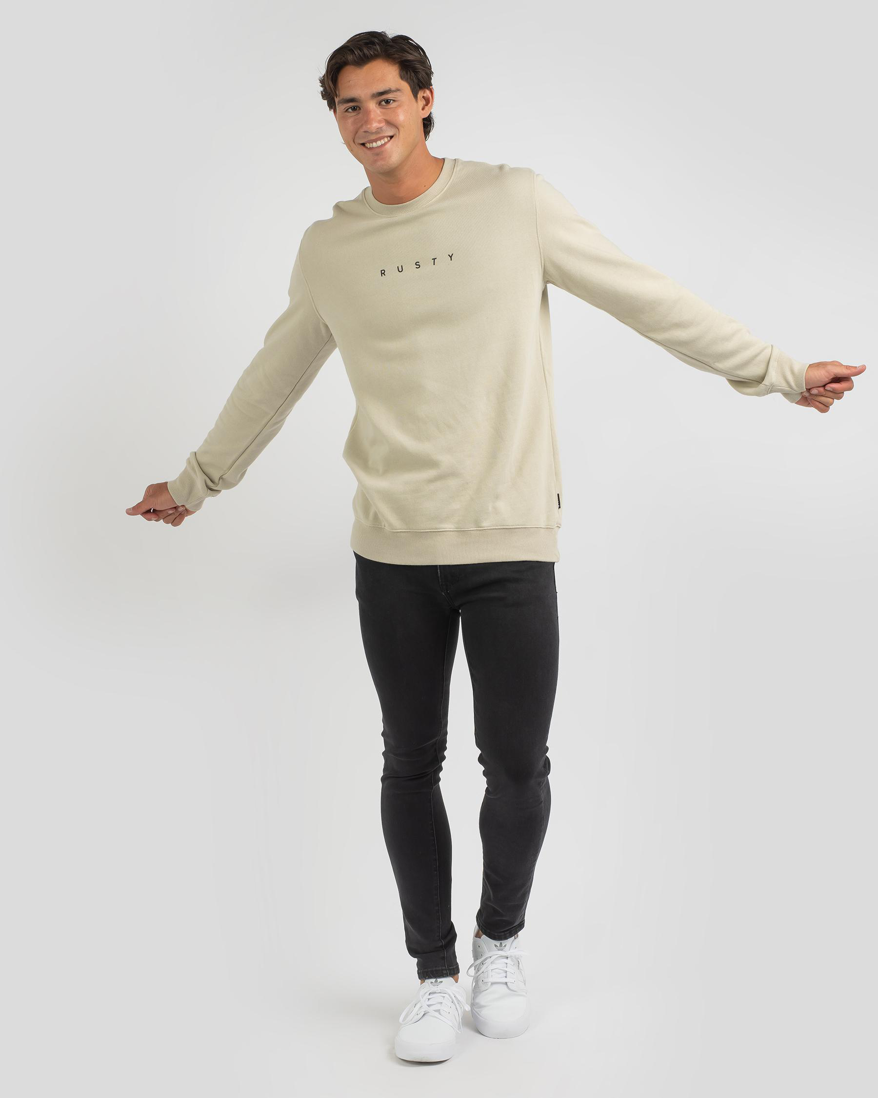 Shop Rusty Short Cut Crew Fleece In Beige Fog - Fast Shipping & Easy ...