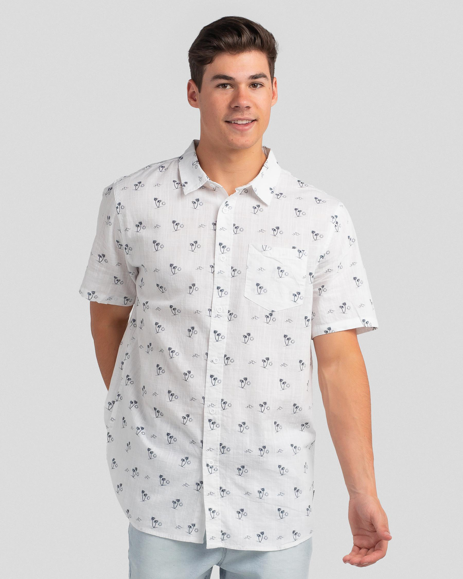 Shop Lucid Stranded Short Sleeve Shirt In White - Fast Shipping & Easy ...