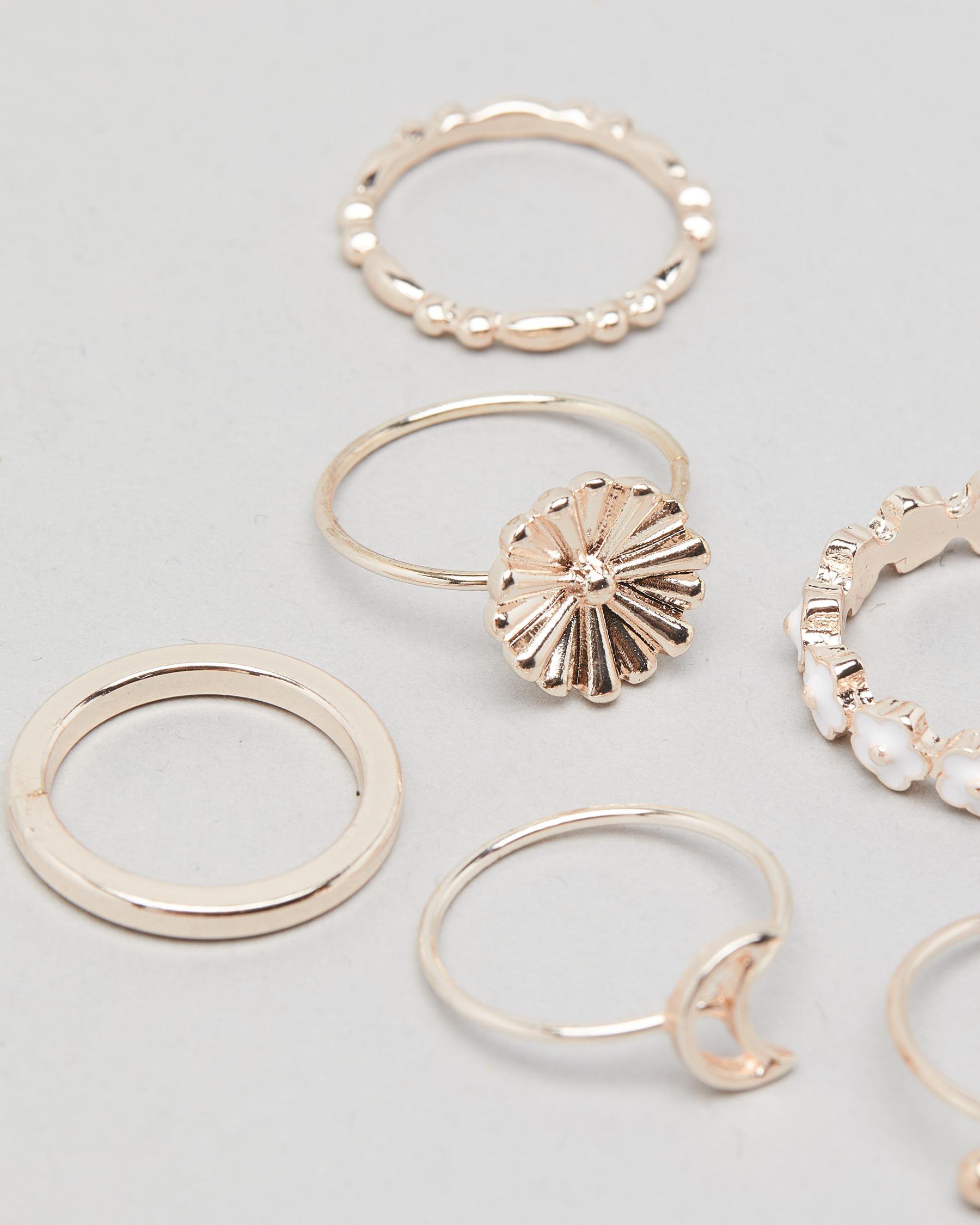 Shop Karyn In LA Jojo Ring Pack In Light Rose Gold/pink - Fast Shipping ...