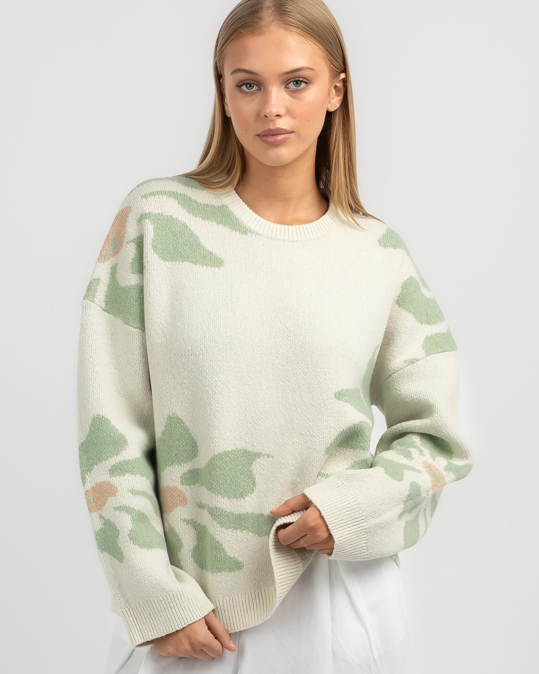 Shop Rusty Lily Relaxed Fit Knit Jumper In Snow - Fast Shipping & Easy ...