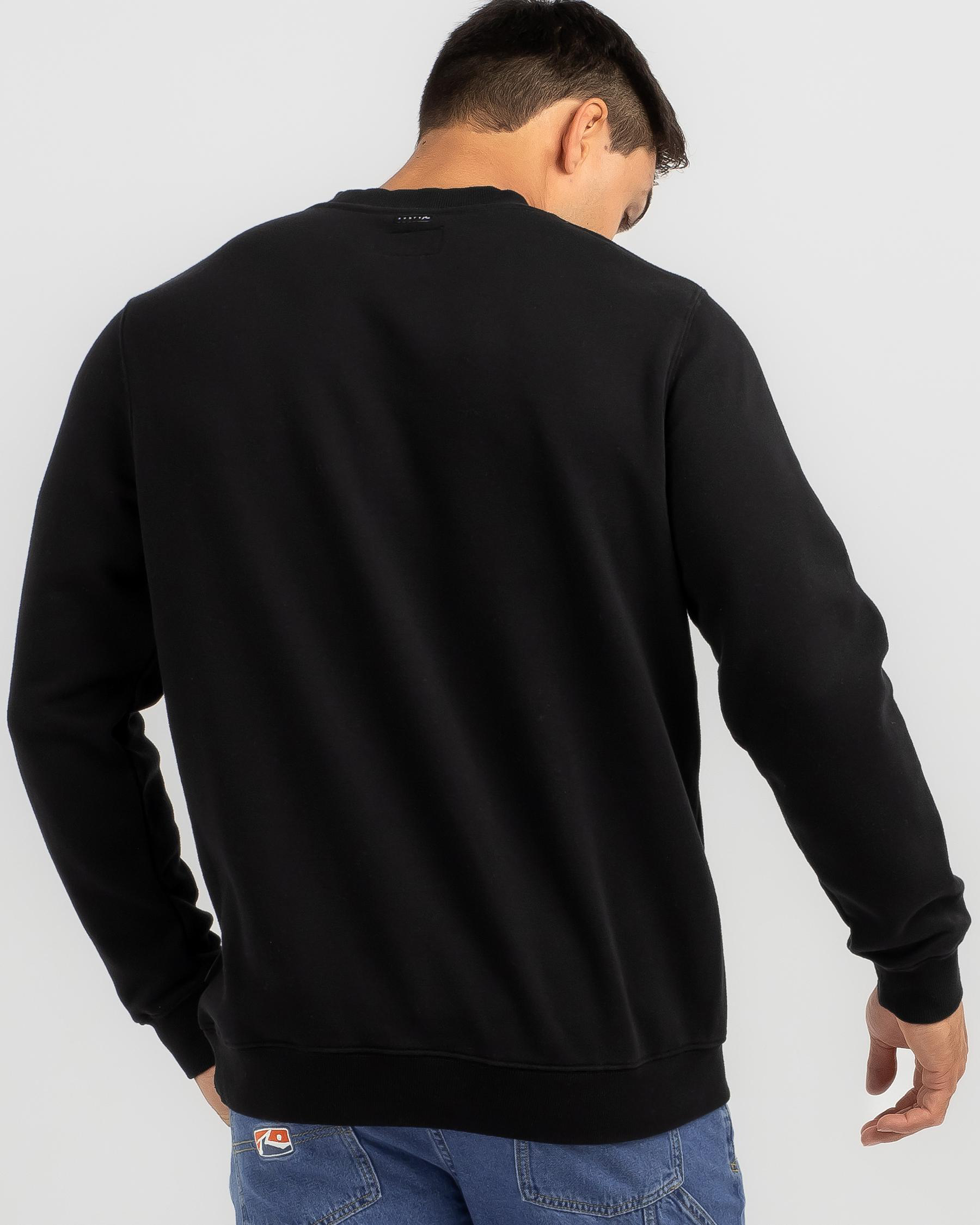 Shop Rusty Vital Crewneck Fleece In Black \ White - Fast Shipping ...