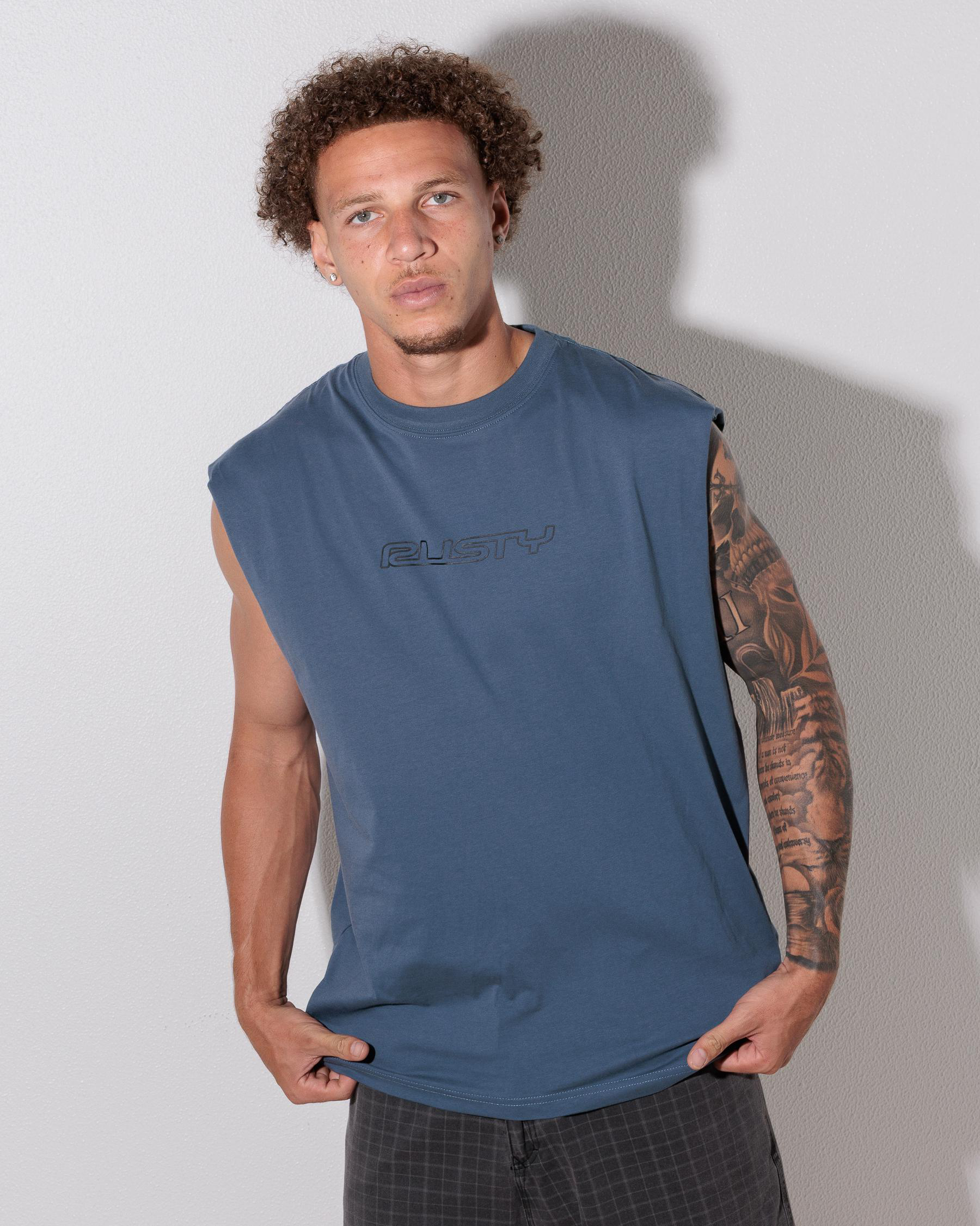 Rusty Flip Daddy Muscle Tank In China Blue - FREE* Shipping & Easy ...