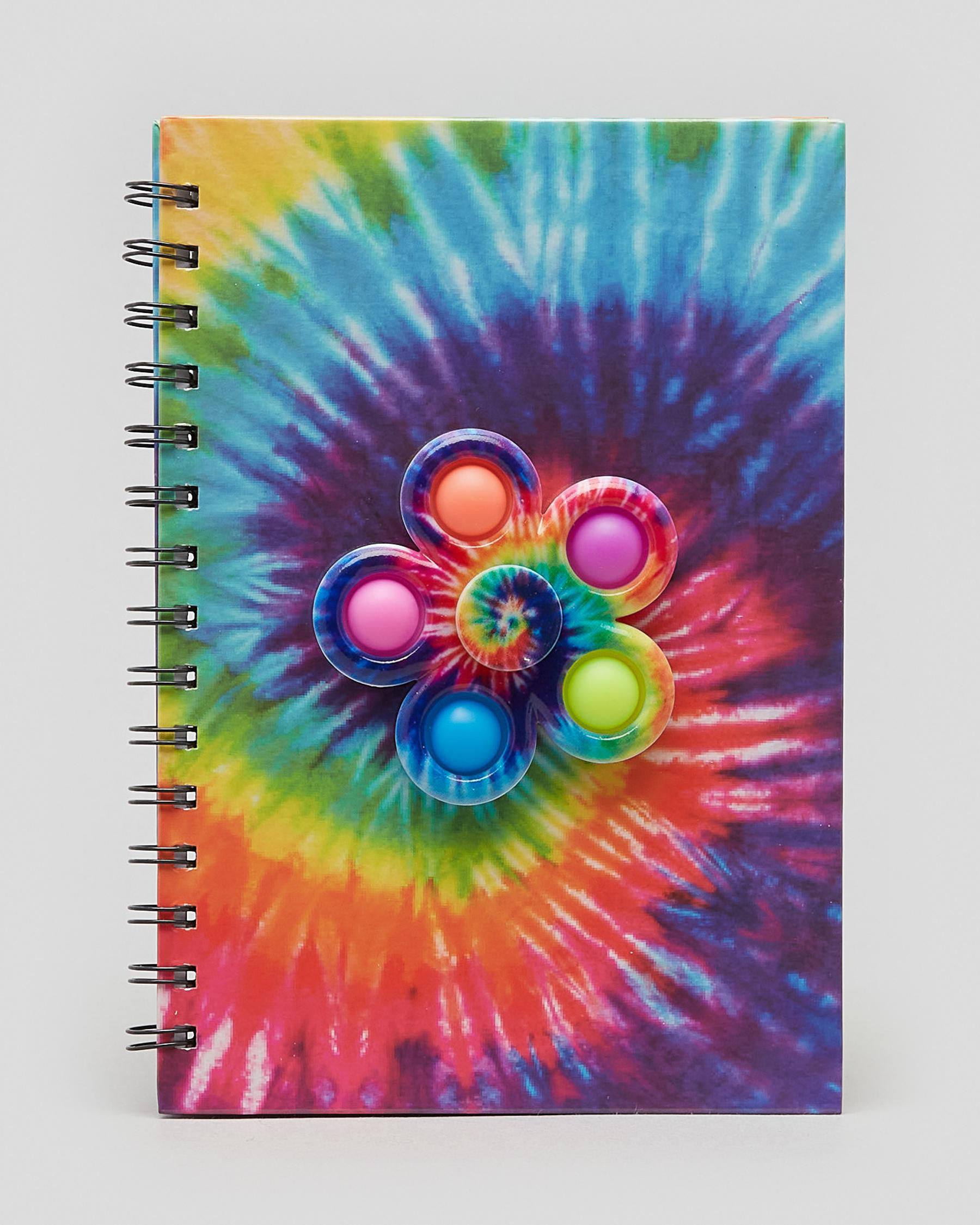 Shop Get It Now Tie Dye Popper Spinner Notebook In Rainbow - Fast ...