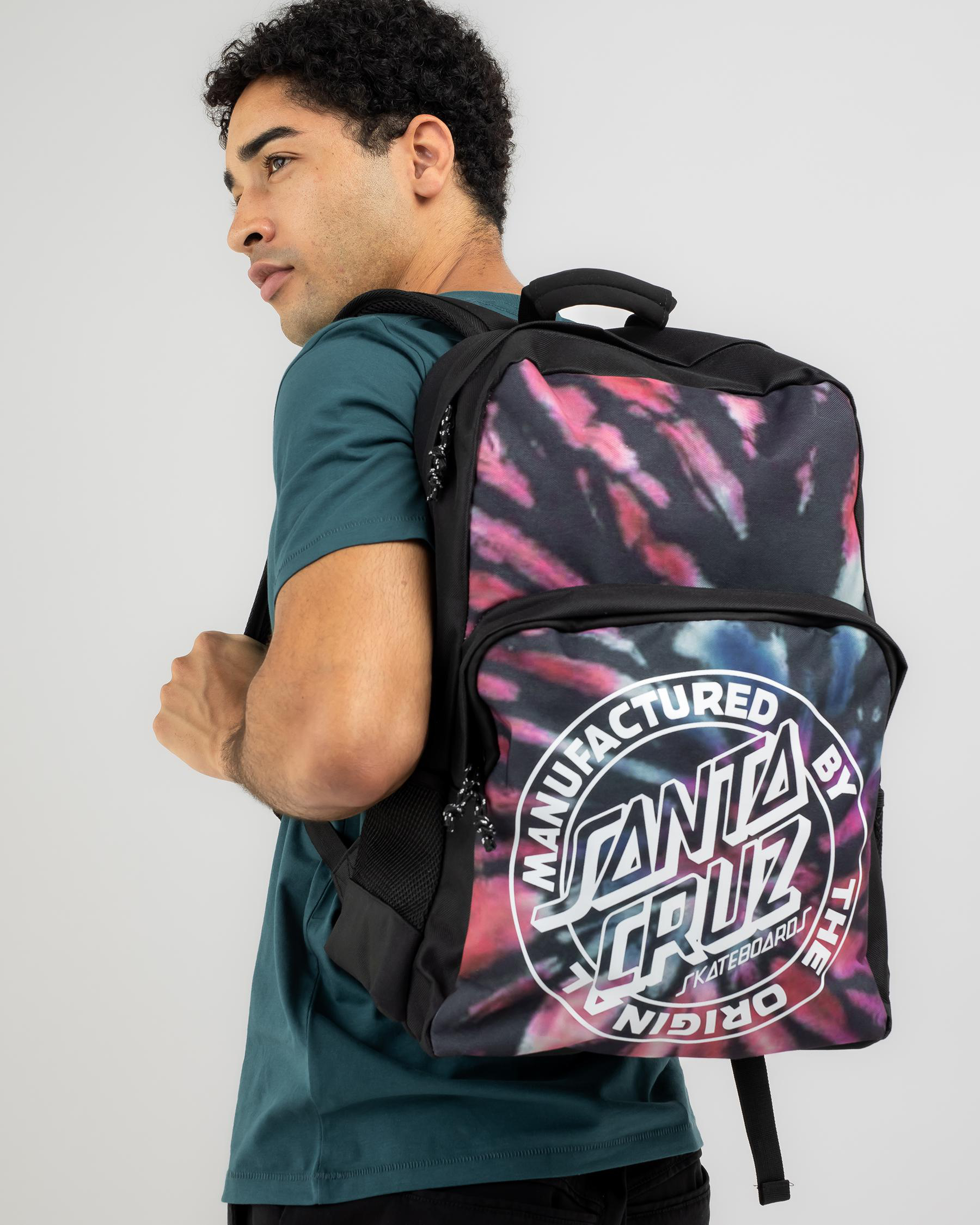 Shop Santa Cruz MFG Dot Backpack In Multi Tie Dye - Fast Shipping ...