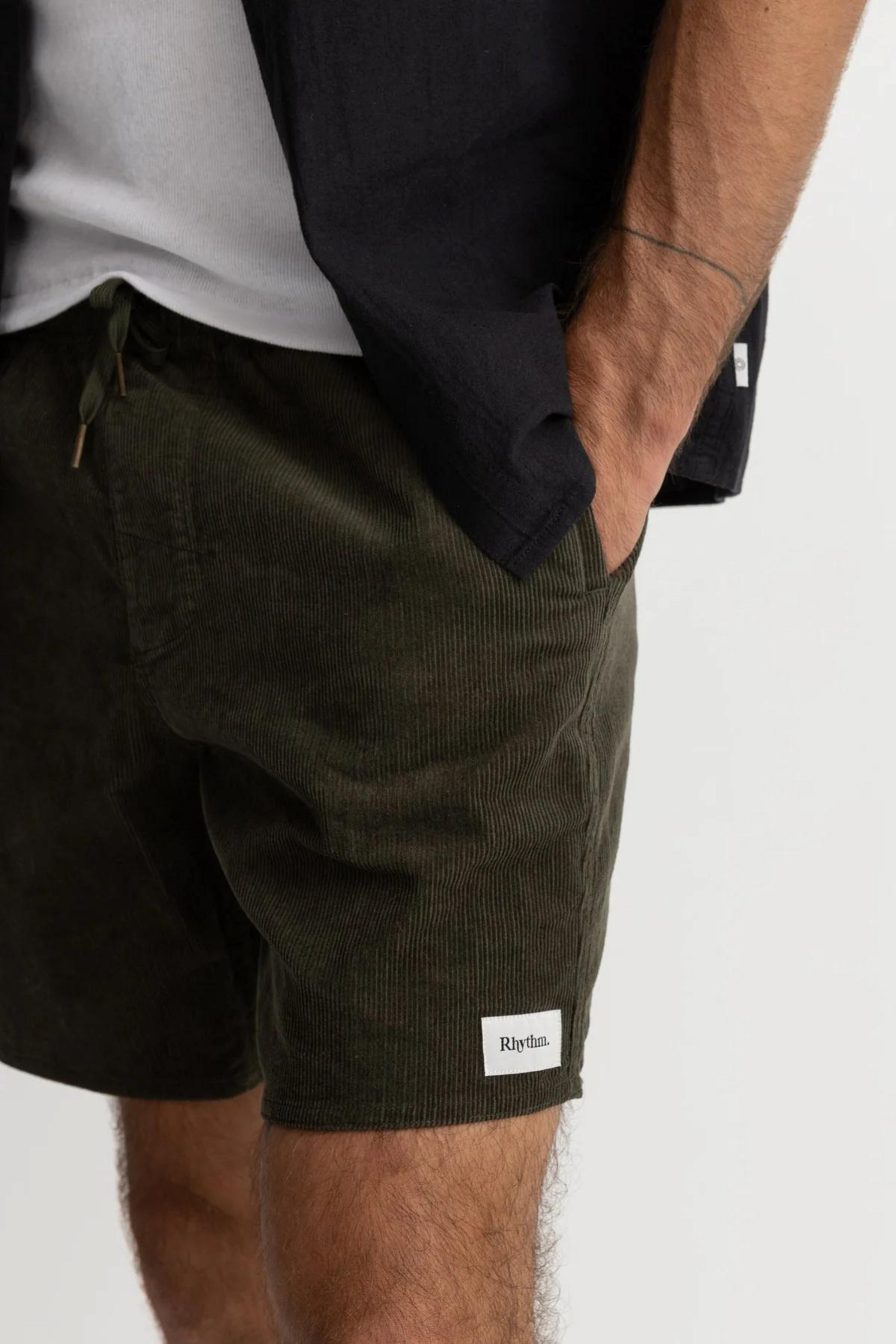 Shop Rhythm Classic Cord Jam Shorts In Olive - Fast Shipping & Easy ...