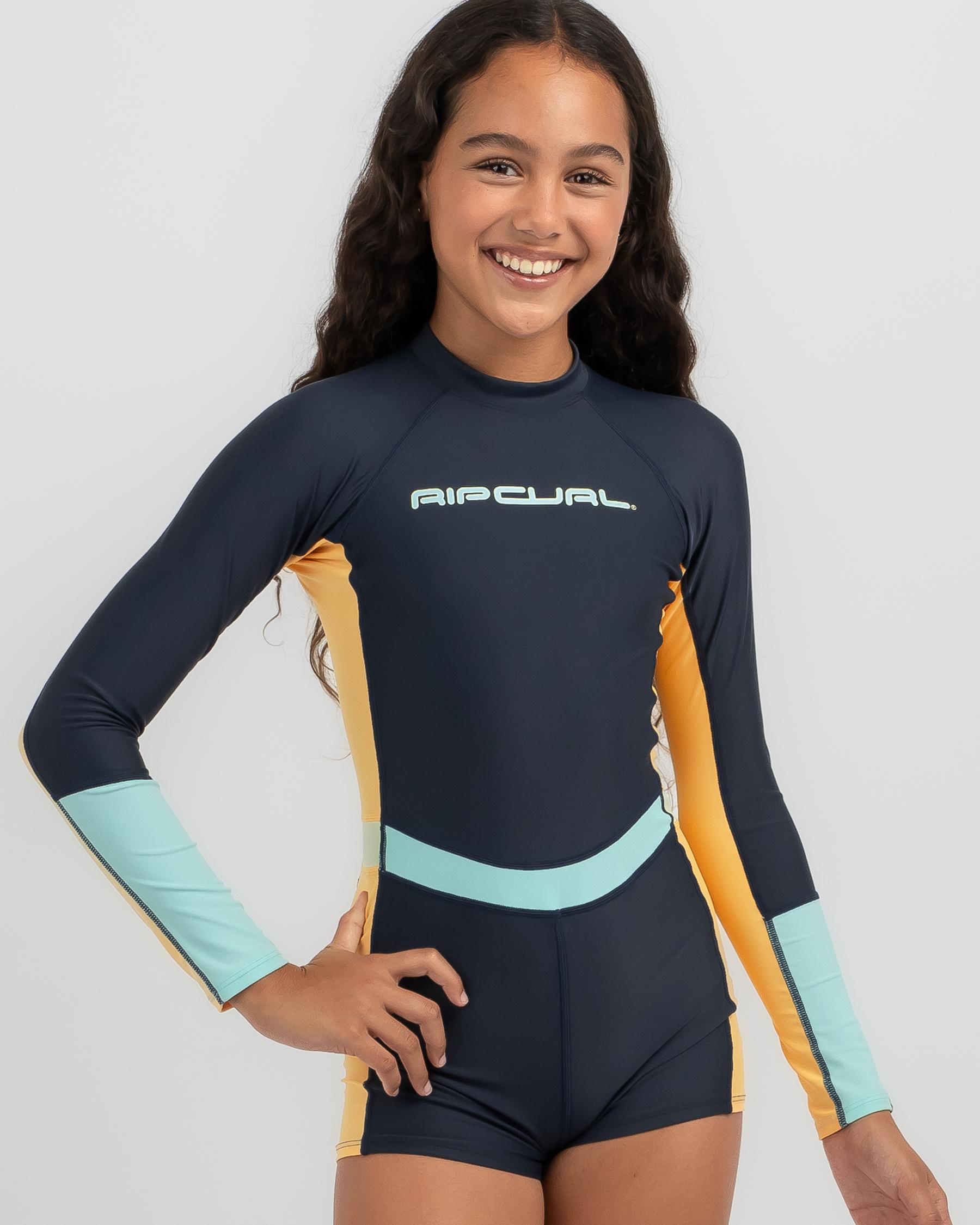 Shop Rip Curl Girls' Block Party Long Sleeve Surfsuit In Navy - Fast Shipping & Easy Returns ...