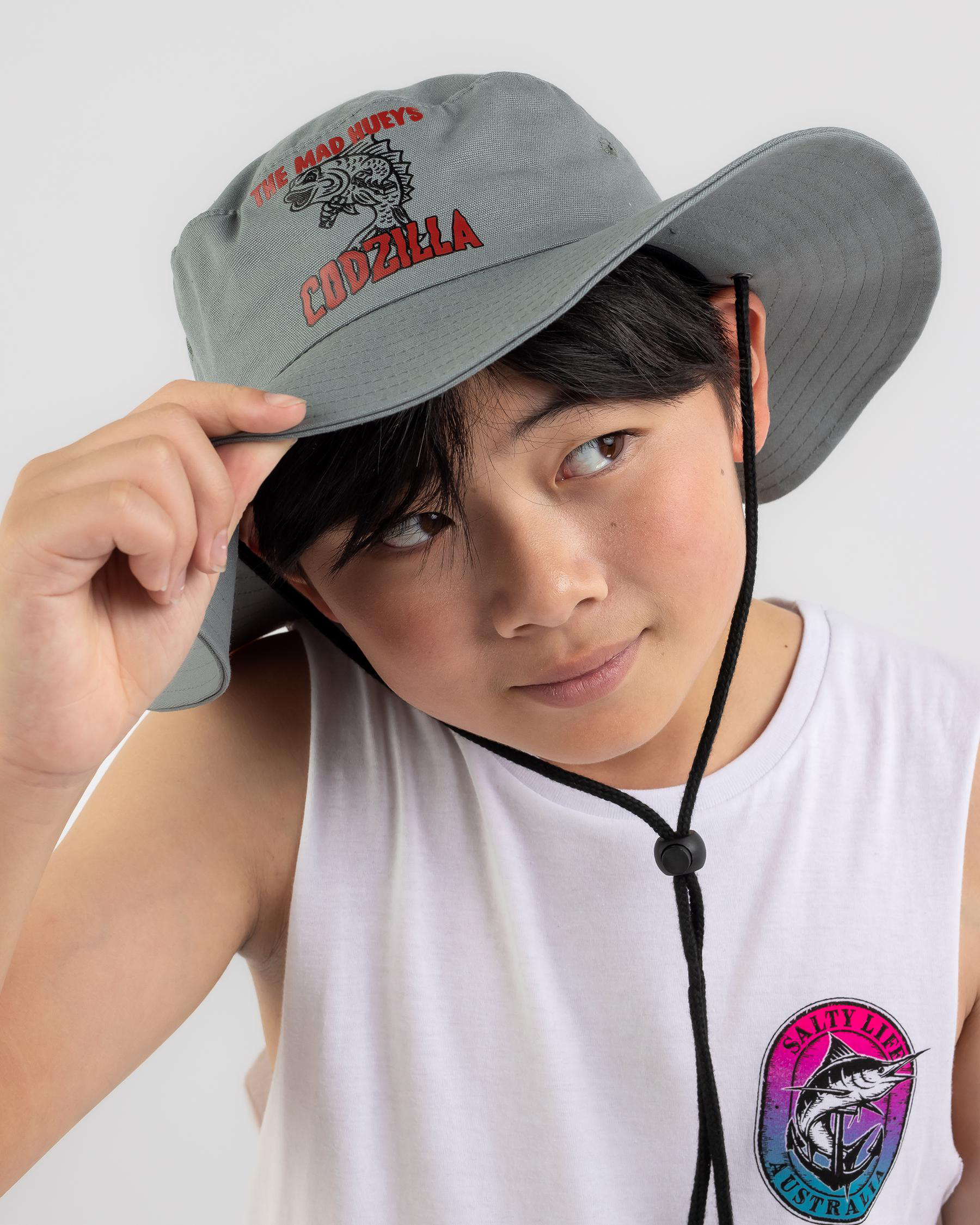 Shop The Mad Hueys Boys' Codzilla Wide Brim Hat In Faded Dust - Fast ...