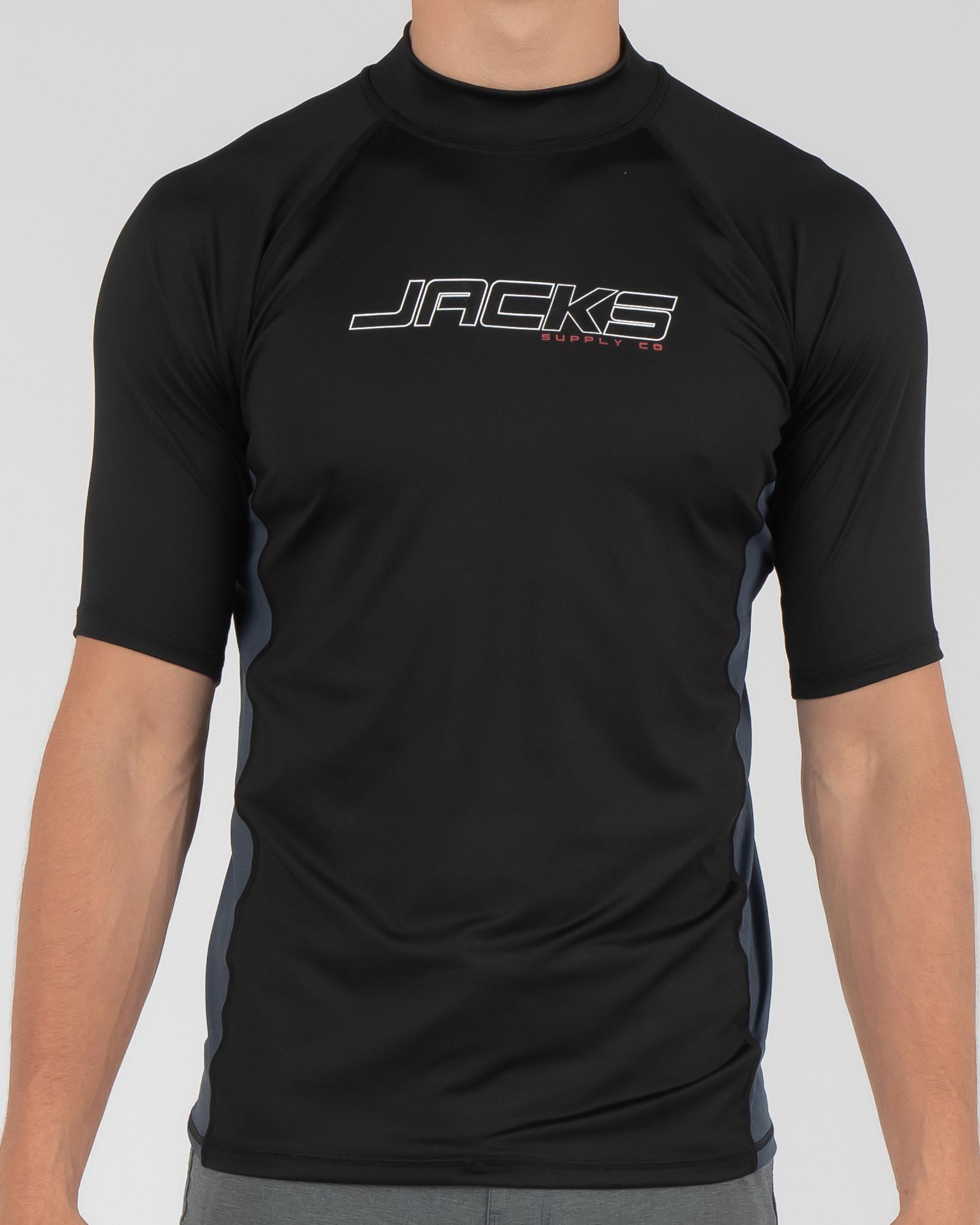 Shop Jacks Pacific Short Sleeve Rash Vest In Black/char - Fast Shipping ...