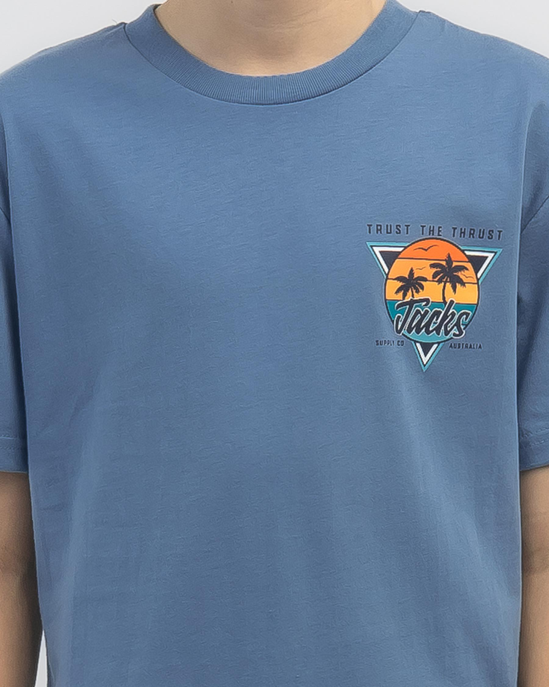 Shop Jacks Boys' Line Up T-Shirt In Slate Blue - Fast Shipping & Easy ...