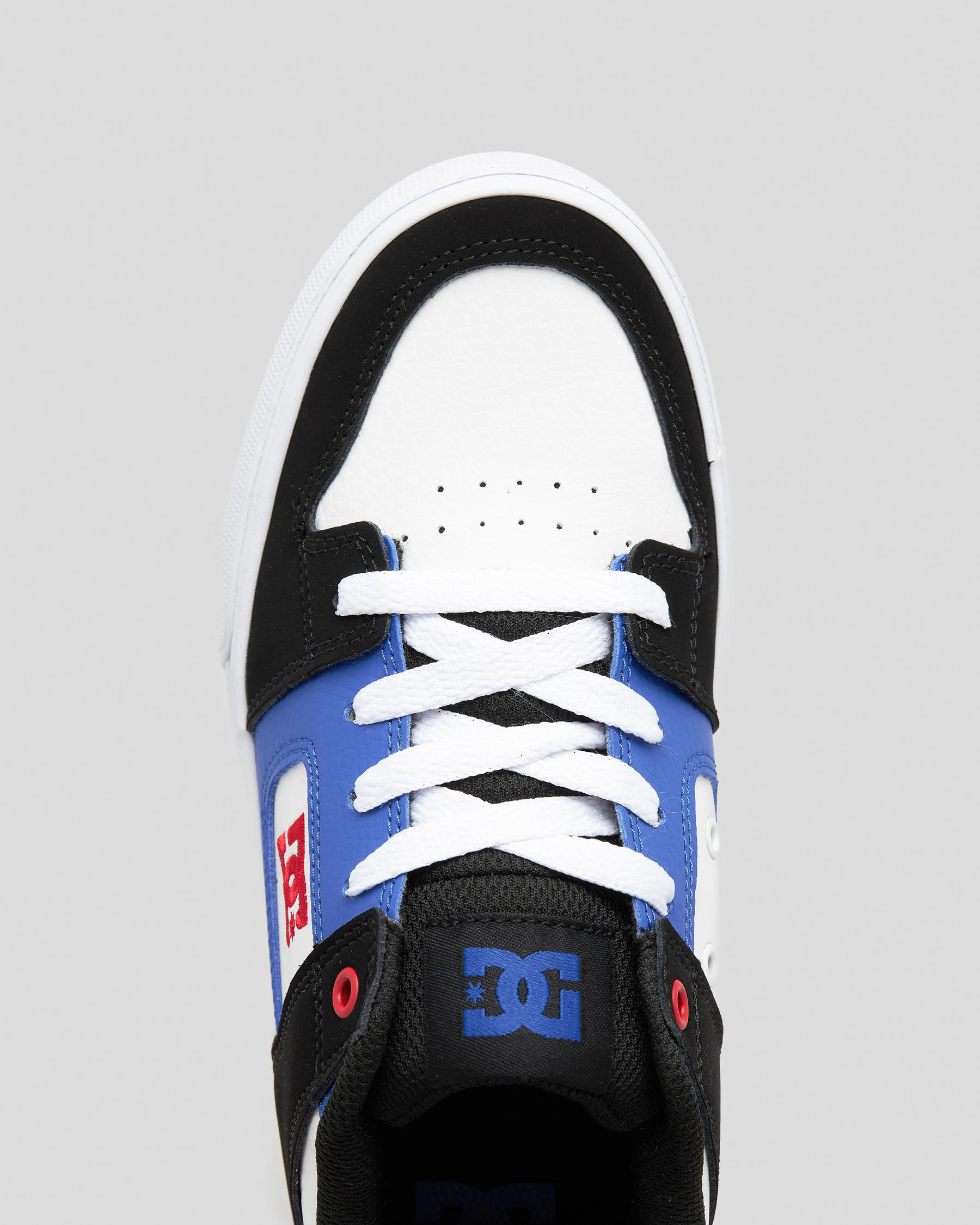 Shop DC Shoes Boys' Pure Shoes In Black/royal/athletic Red - Fast ...