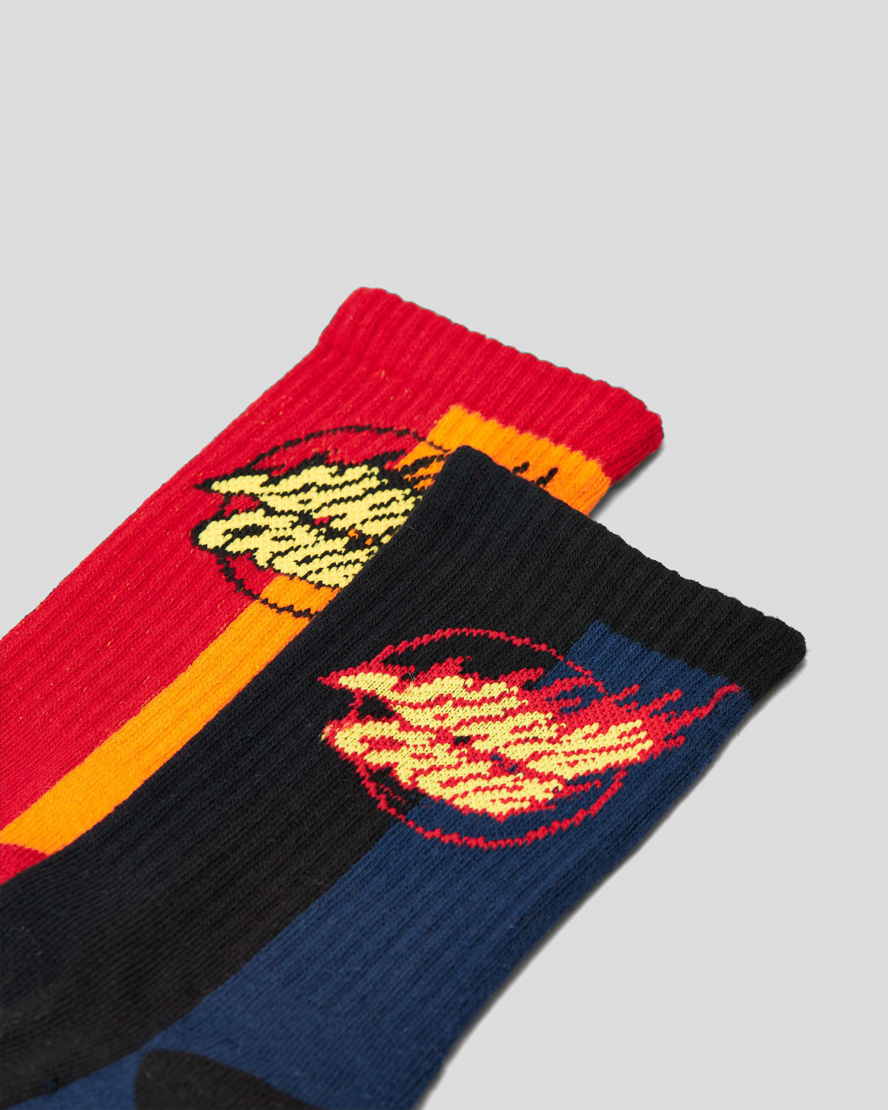 Shop Santa Cruz Flaming Dot Crew Socks 2 Pack In Red/navy - Fast ...