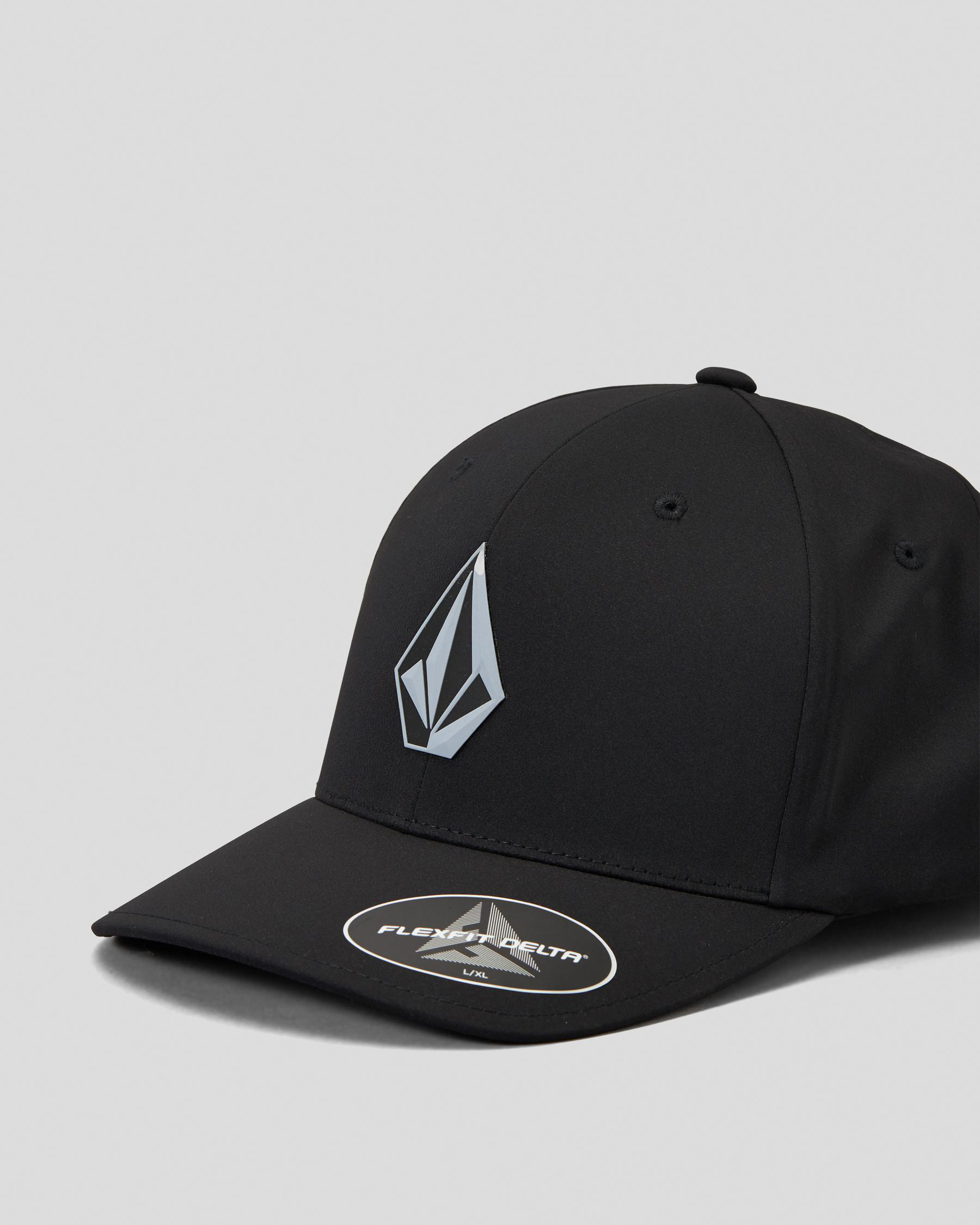 Shop Volcom Stone Tech Flexfit Delta Cap In Black - Fast Shipping ...