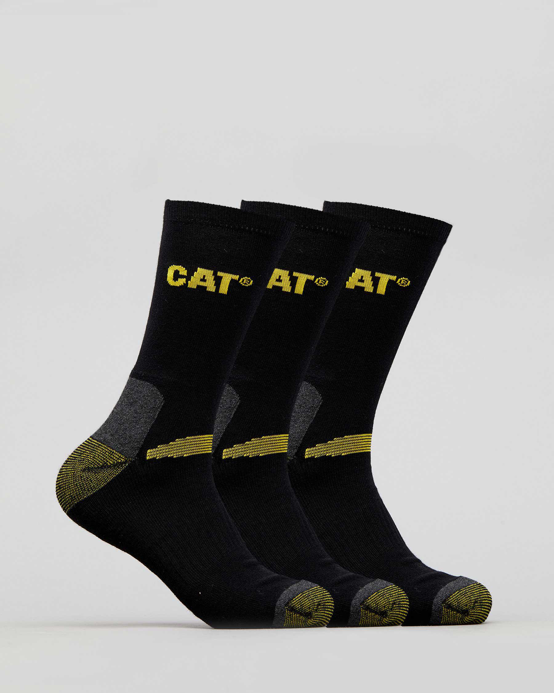Shop Cat Crew Sock 3 Pack In Black/yellow - Fast Shipping & Easy ...