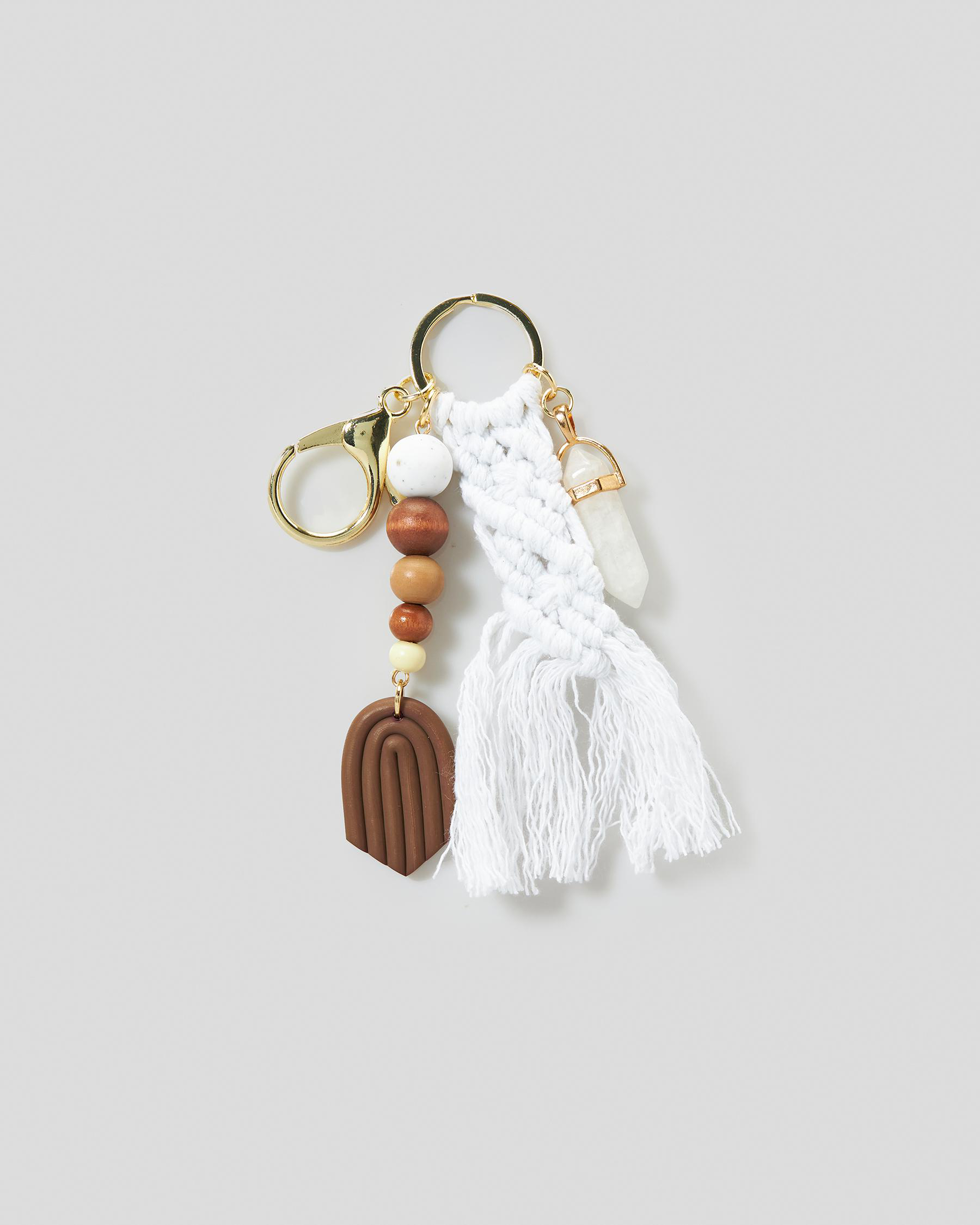 Karyn In LA Boho Small Bag Charm In White/natural/gold - Fast Shipping ...