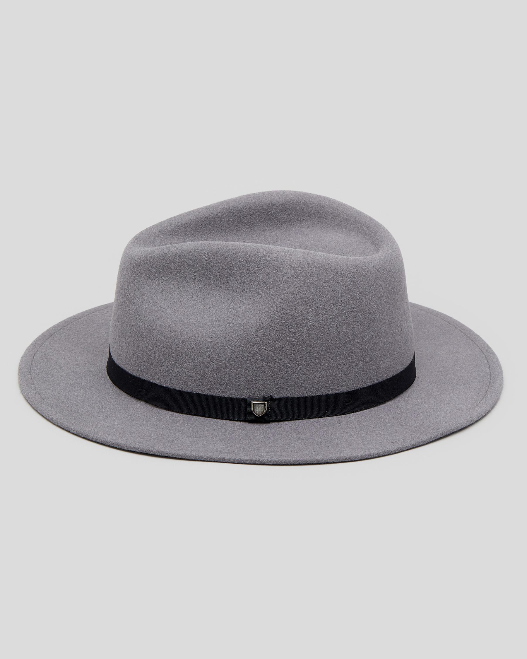 Shop Brixton Messer Packable Felt Hat In Grey - Fast Shipping & Easy ...