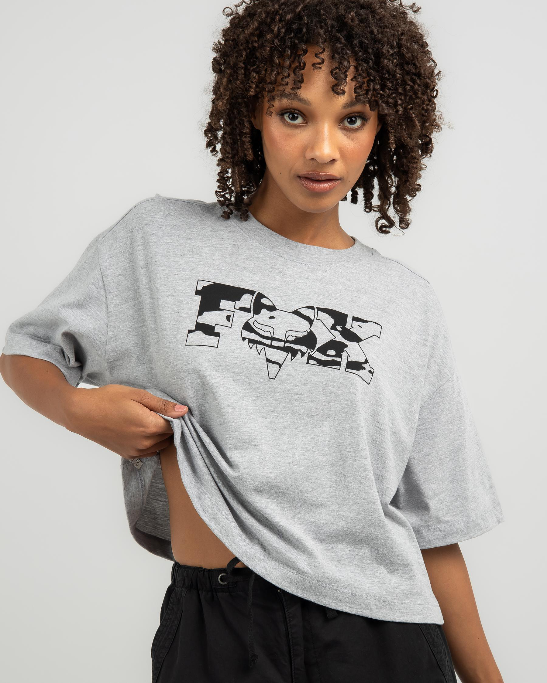 Shop Fox Cienega Os Crop Tee In Heather Graphite - Fast Shipping & Easy Returns - City Beach ...
