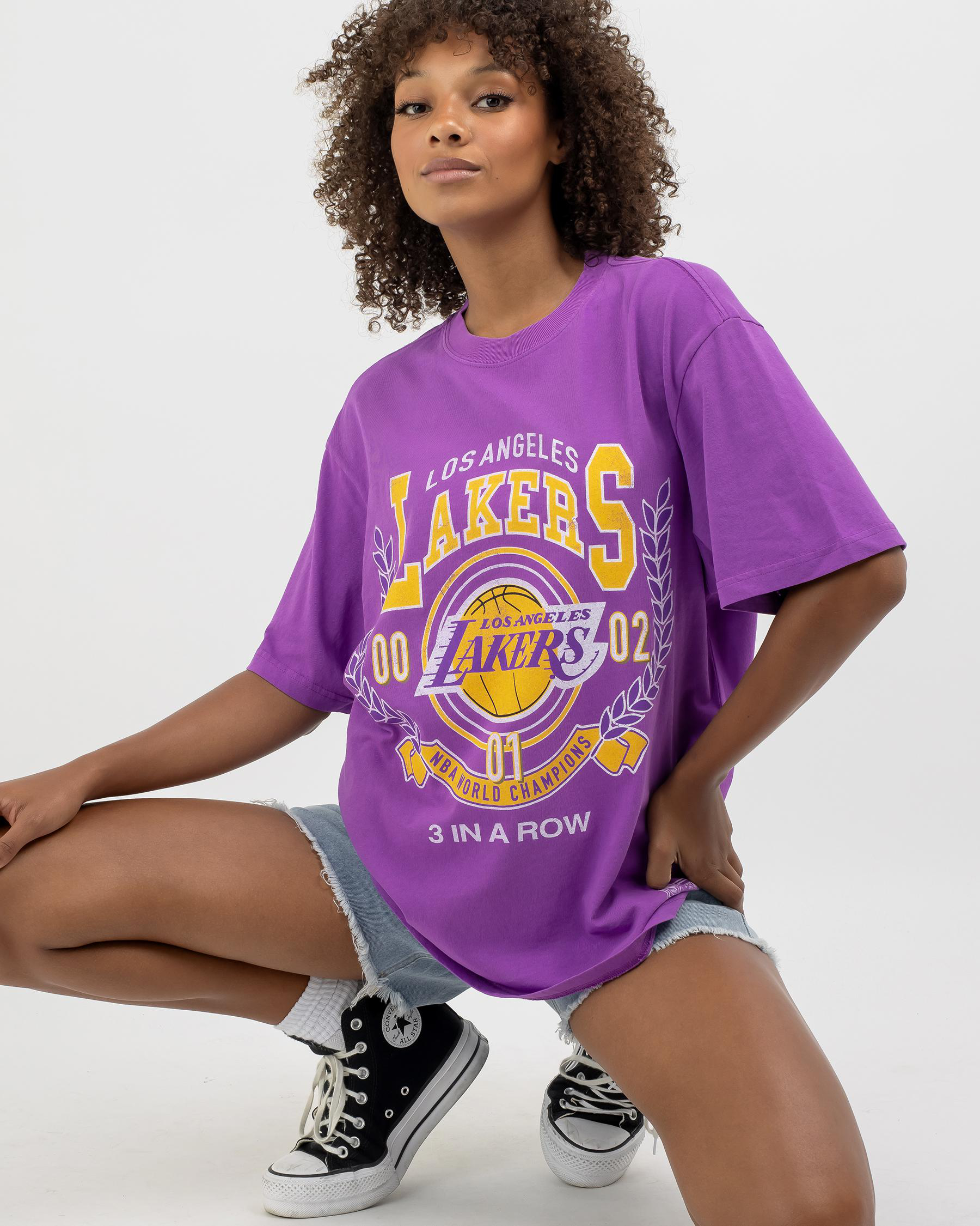 Shop Mitchell & Ness Los Angeles Lakers T-Shirt In Lakers Purple - Fast ...