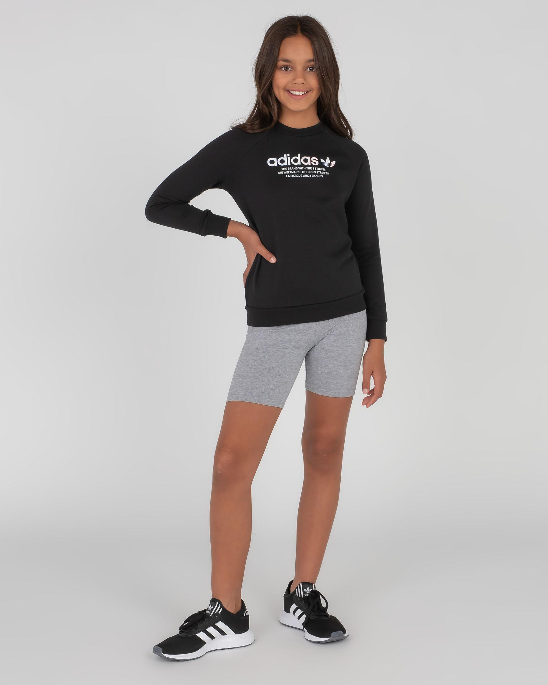 Shop adidas Girls' Adicolour Sweatshirt In Black - Fast Shipping & Easy ...
