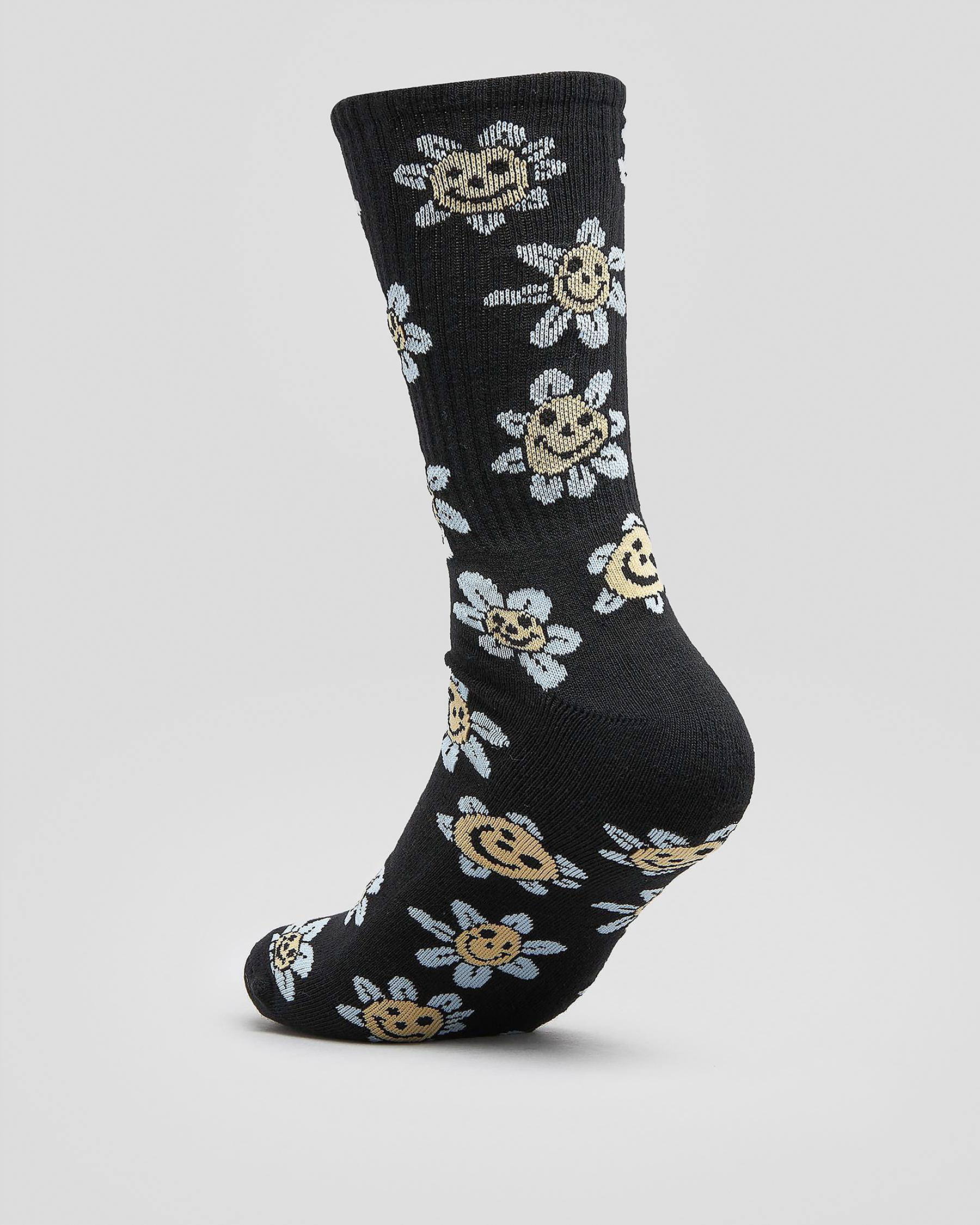 Shop Vans Trippy Grin Socks In Black - Fast Shipping & Easy Returns ...