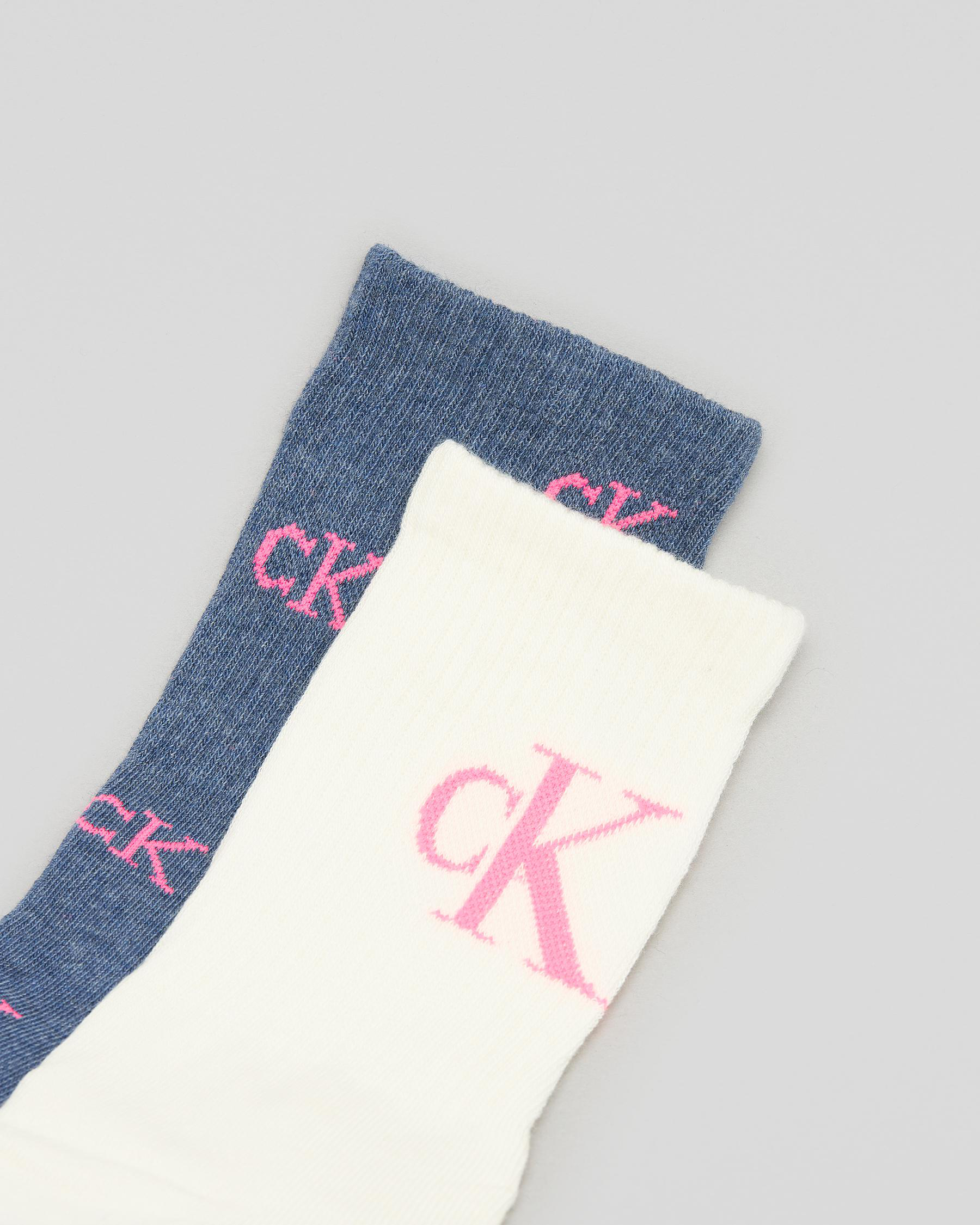 Shop Calvin Klein Womens Allover Monogram Casual Crew Sock Pack In ...