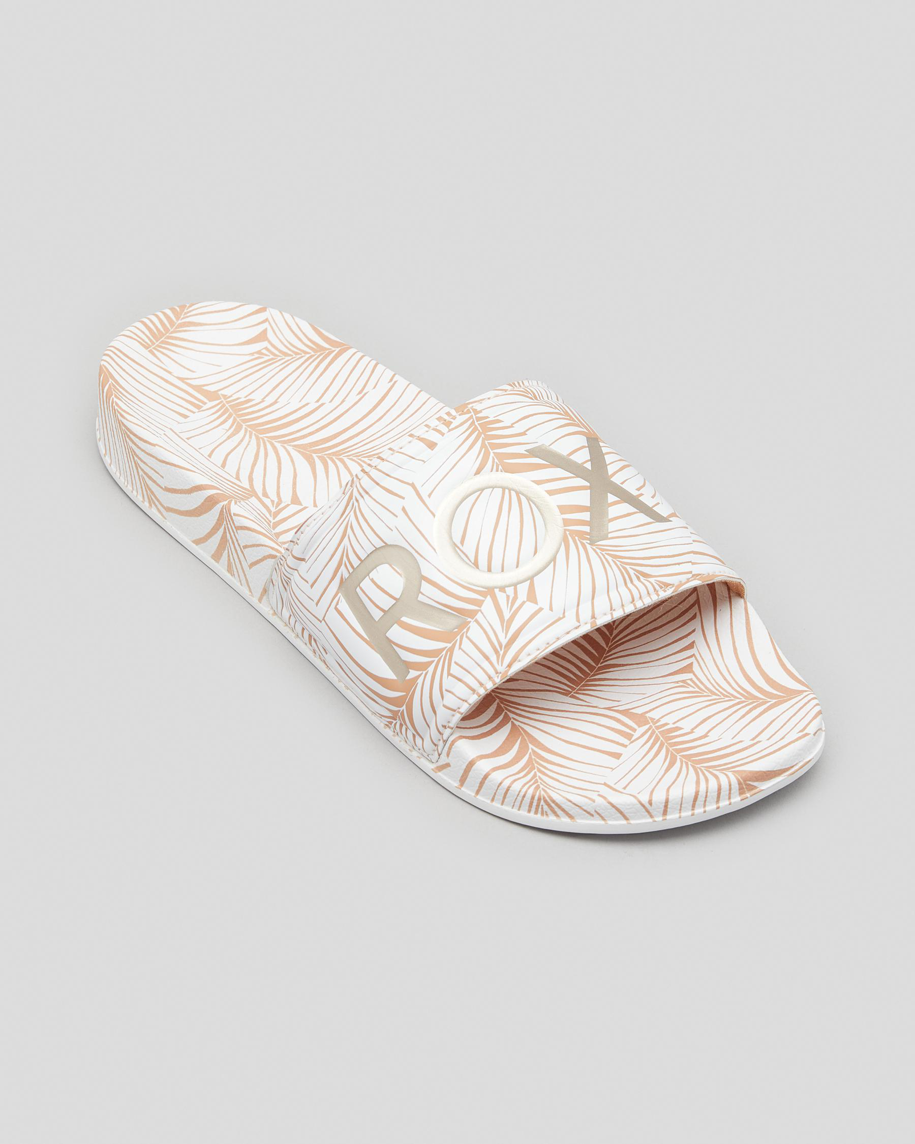 Shop Roxy Womens Roxy Slippy Printed Slide Sandals In White/tan - Fast ...