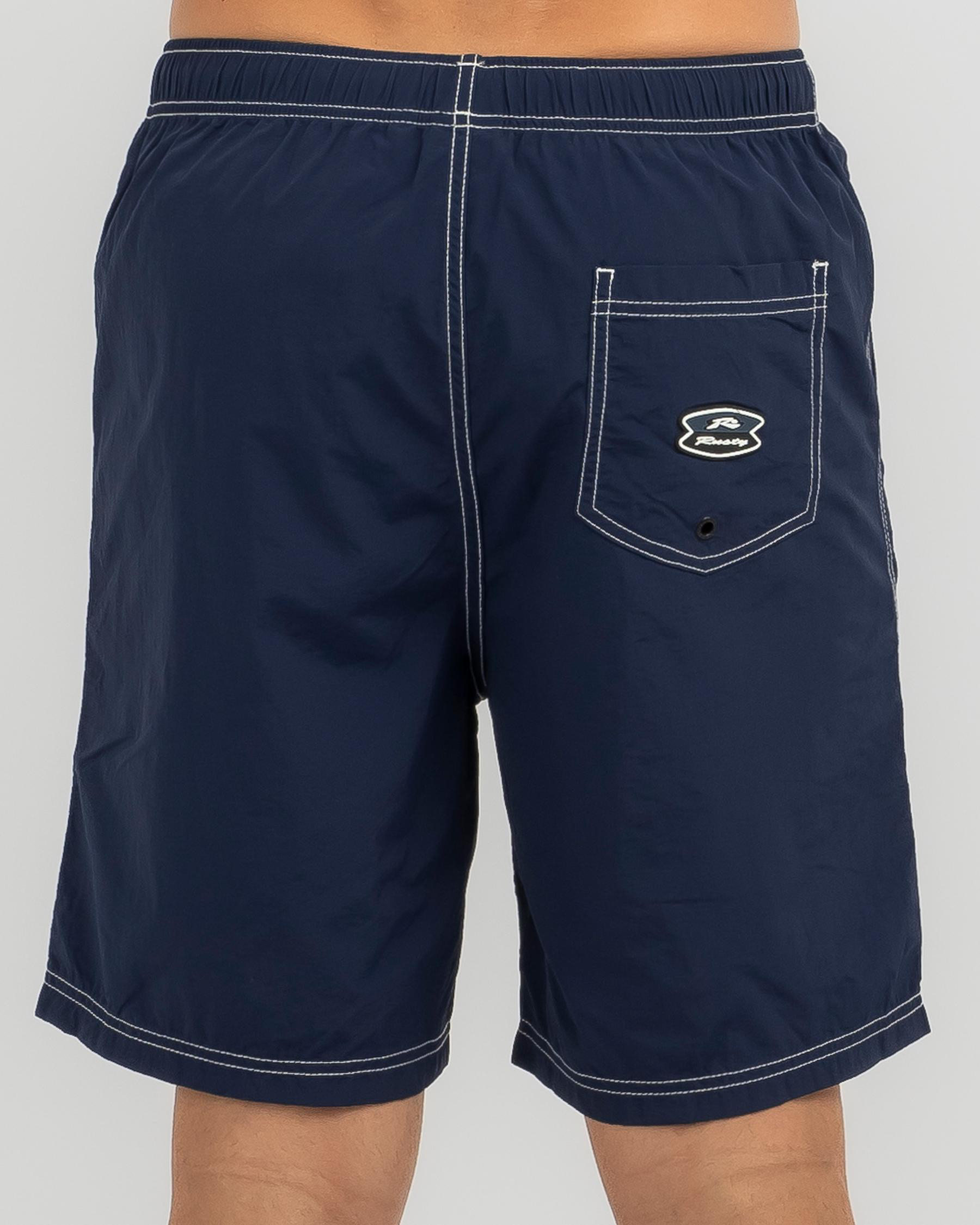 Shop Rusty Heritage 95 All Day Short In Navy Blue - Fast Shipping ...