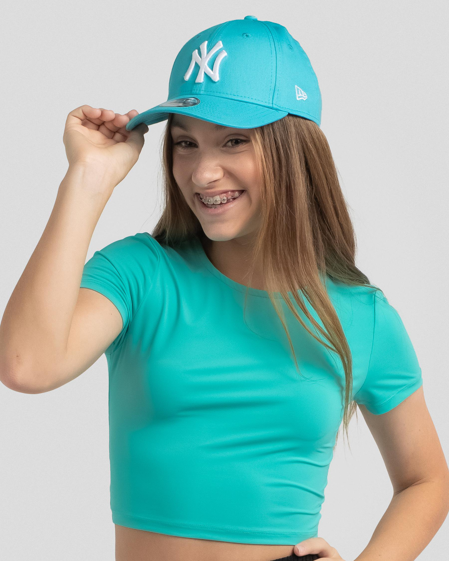 Shop New Era Girls' NY Yankees Cap In Pop Aqua - Fast Shipping & Easy ...